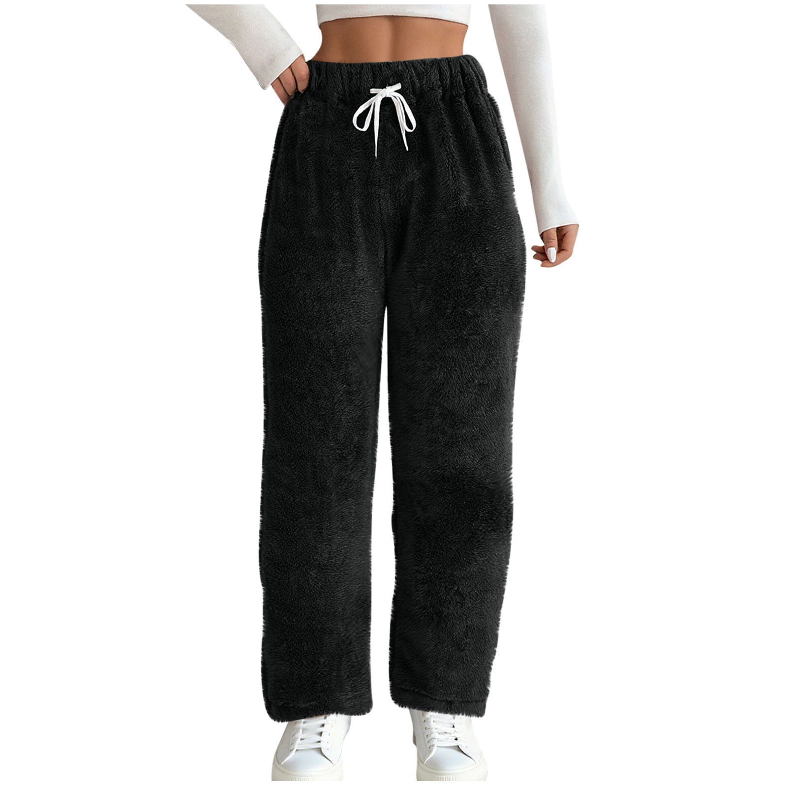 Gytharion Fuzzy Lounge Pants for Women Soft Cozy Elastic Waist ...