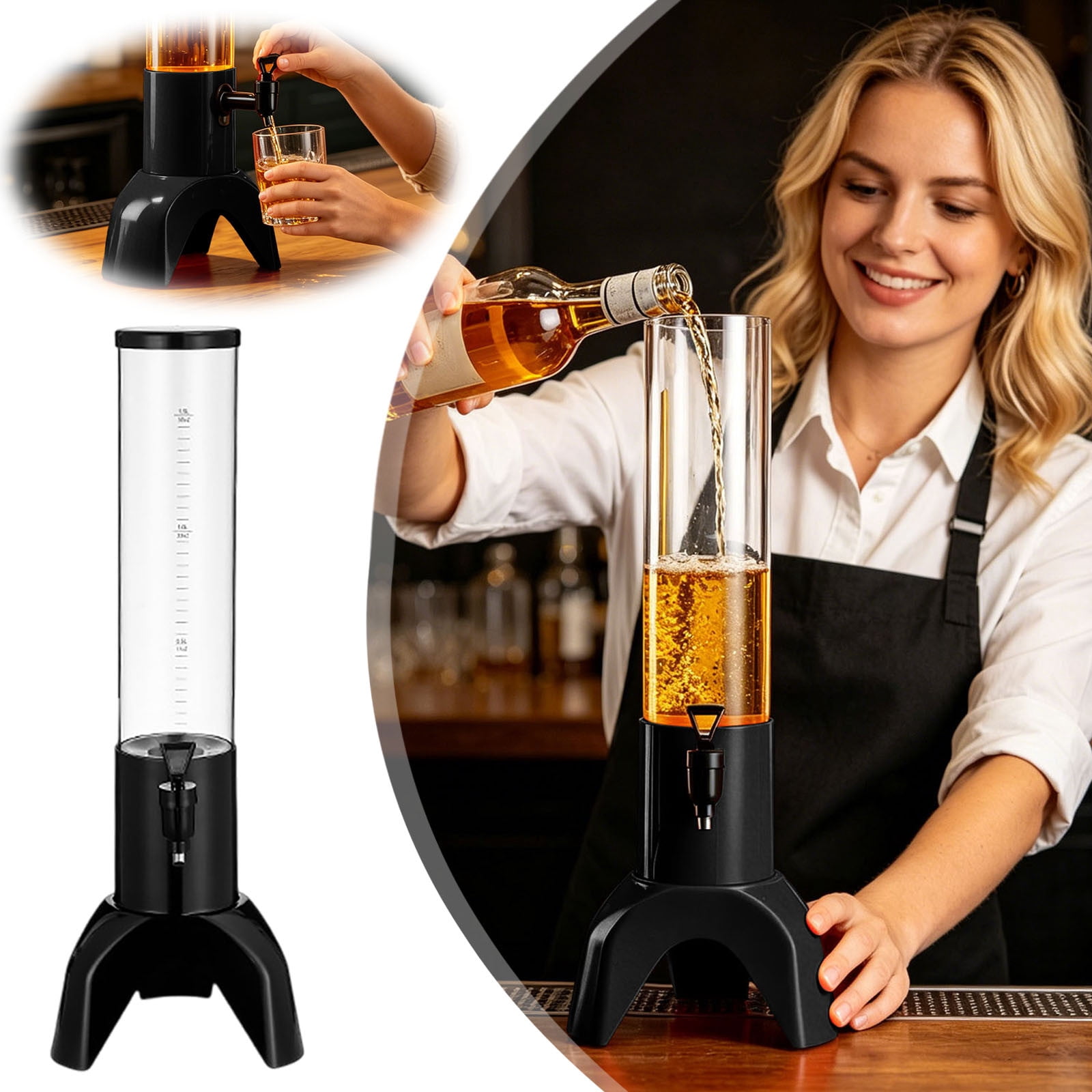 Gytml Tower Drink Dispenser With Ice Tube, 101Oz Beverage Dispenser ...