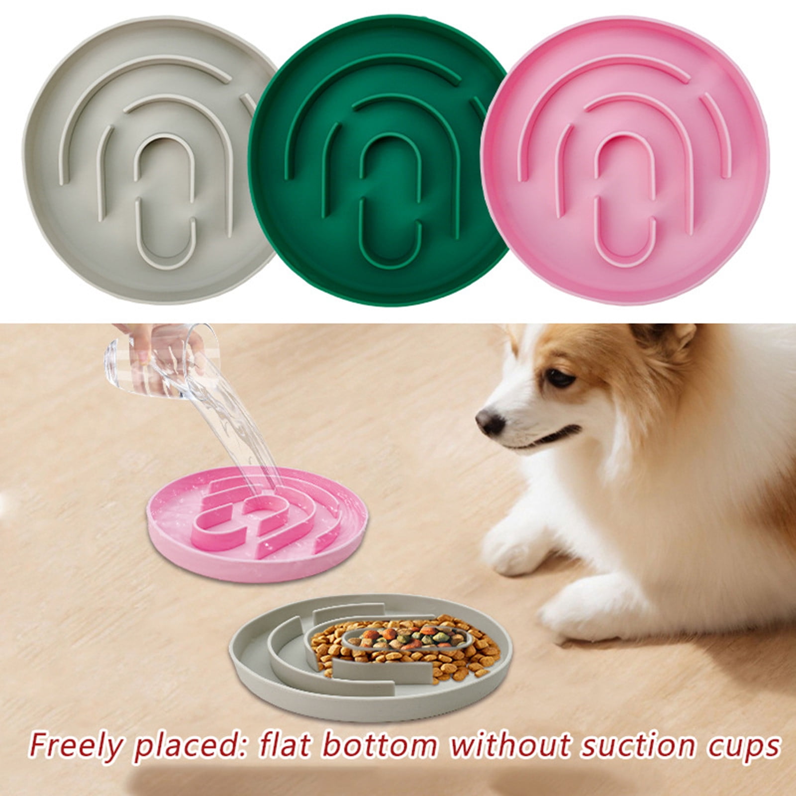 Gytml Cat Slow Feeder Bowl,Maze Design Round Silicone Dish, Anti ...
