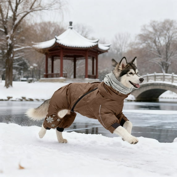 Gytml Full Body Dog Winter Coat With Snowflake Pattern, Warm Four Legs ...