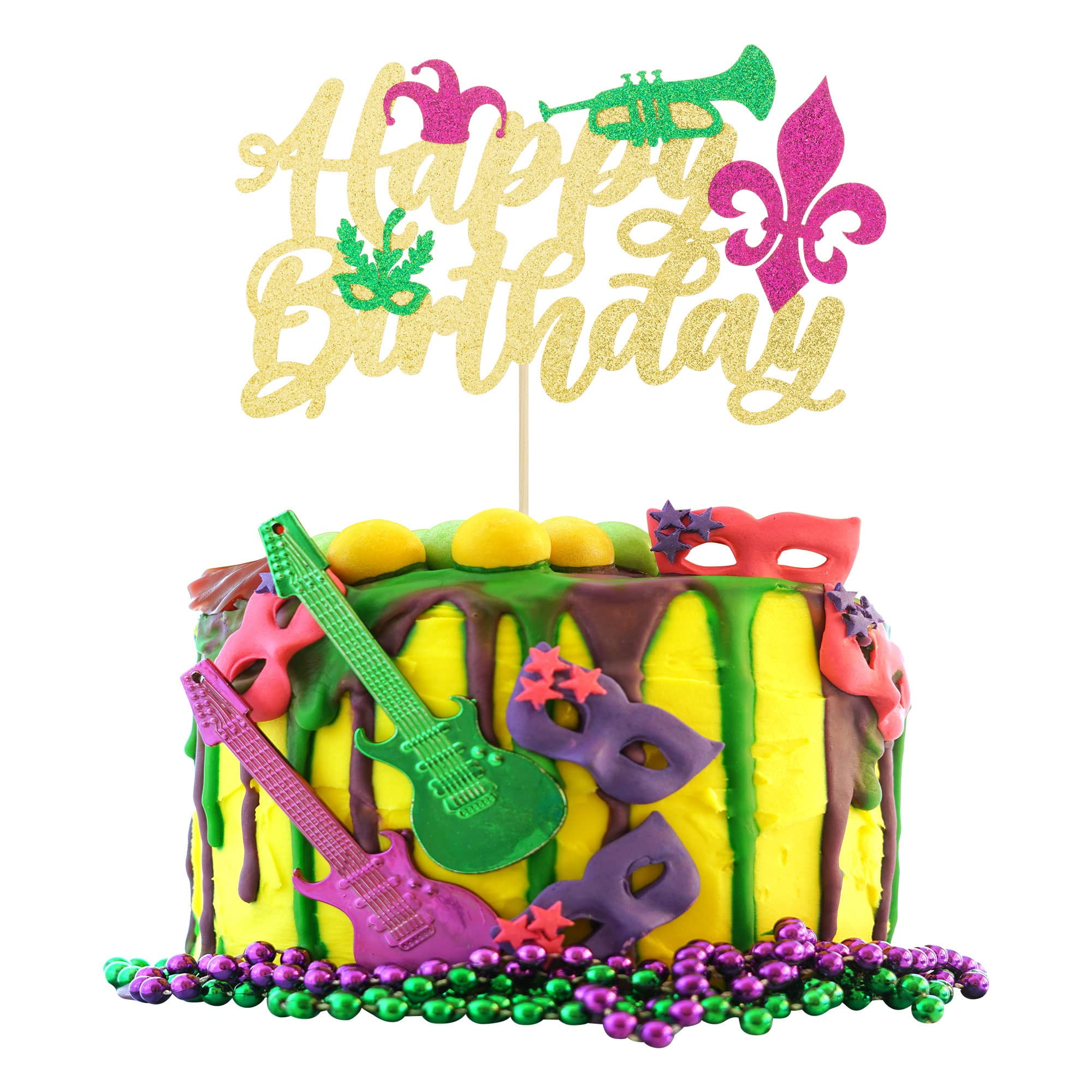 Gyufise 1 PackTRDN Glitter Masquerade Mask Cake Topper Glitter Mardi ...