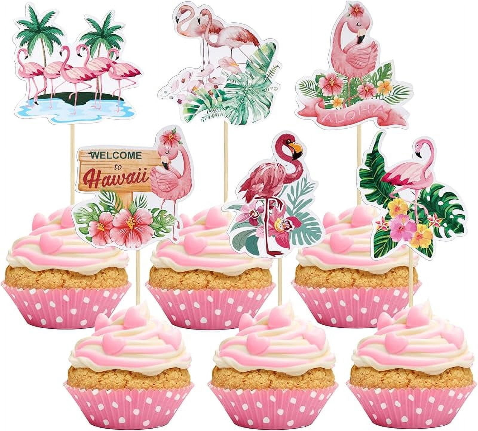 Gyufise 10 Pieces Plastic Green Palm Tree Coconuts Cupcake Toppers ...