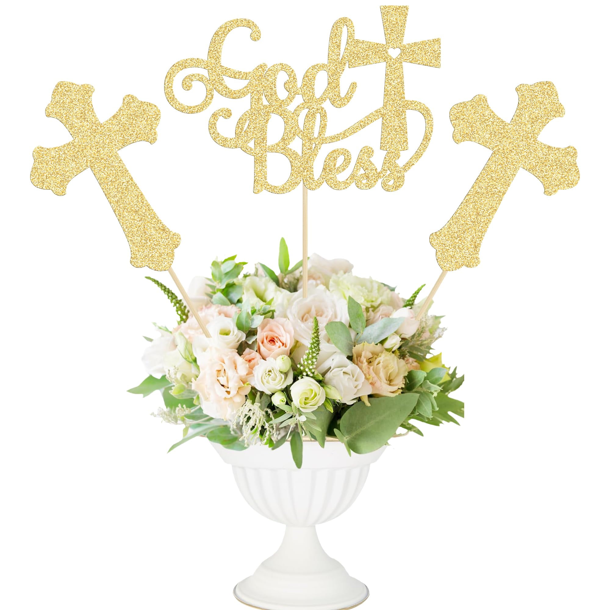 Gyufise 12Pcs God Bless and Cross AIS1 Centerpiece Sticks Double Sided ...
