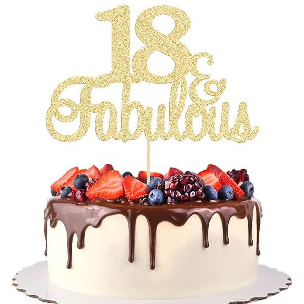 Gyufise 1Pc 18 & Fabulous Cake Topper Glitter Eighteen and Fabulous ...