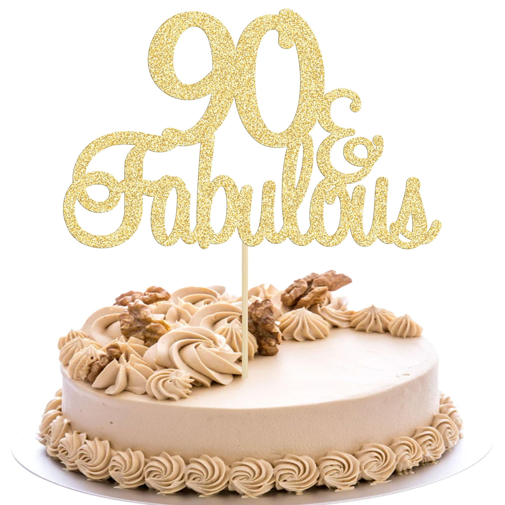 Gyufise 1Pc 90 & Fabulous Cake Topper Glitter Ninety and Fabulous Cake ...