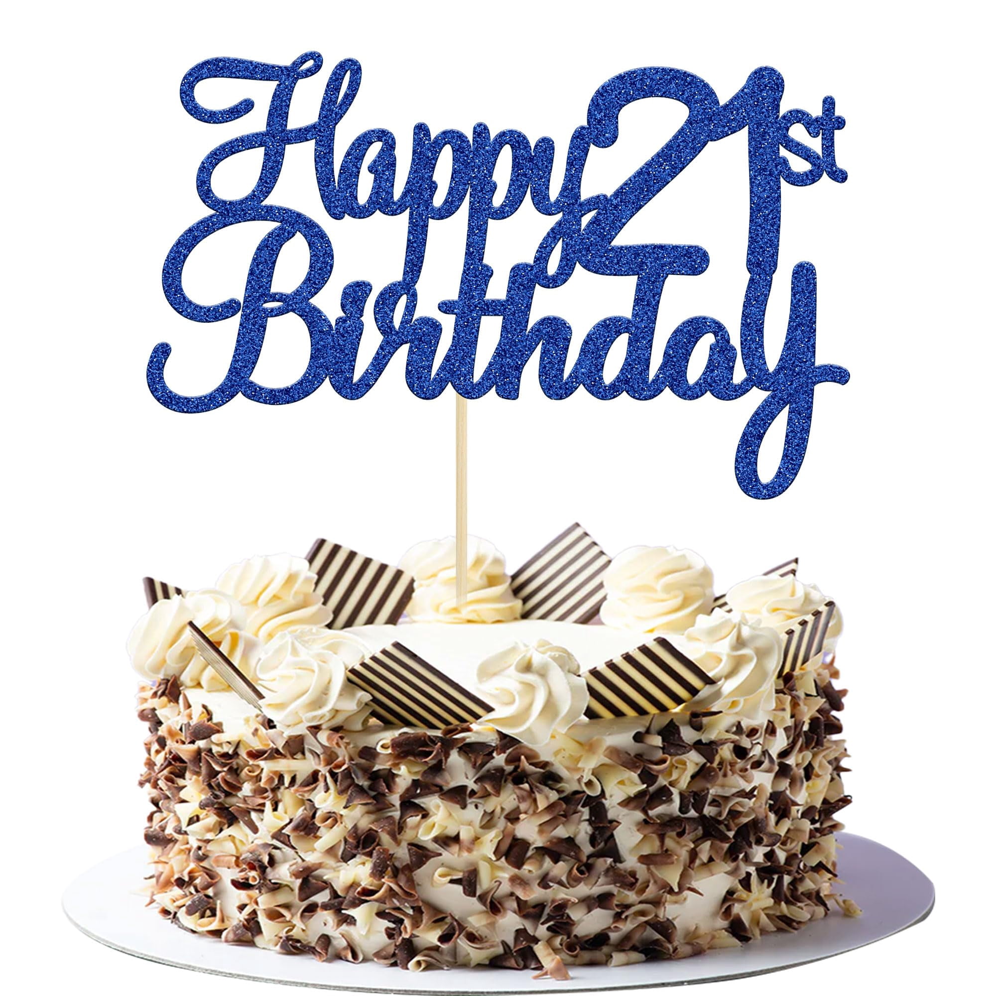 Gyufise 1Pc Happy 21st SSF20 Birthday Cake Topper Glitter 21st Birthday ...