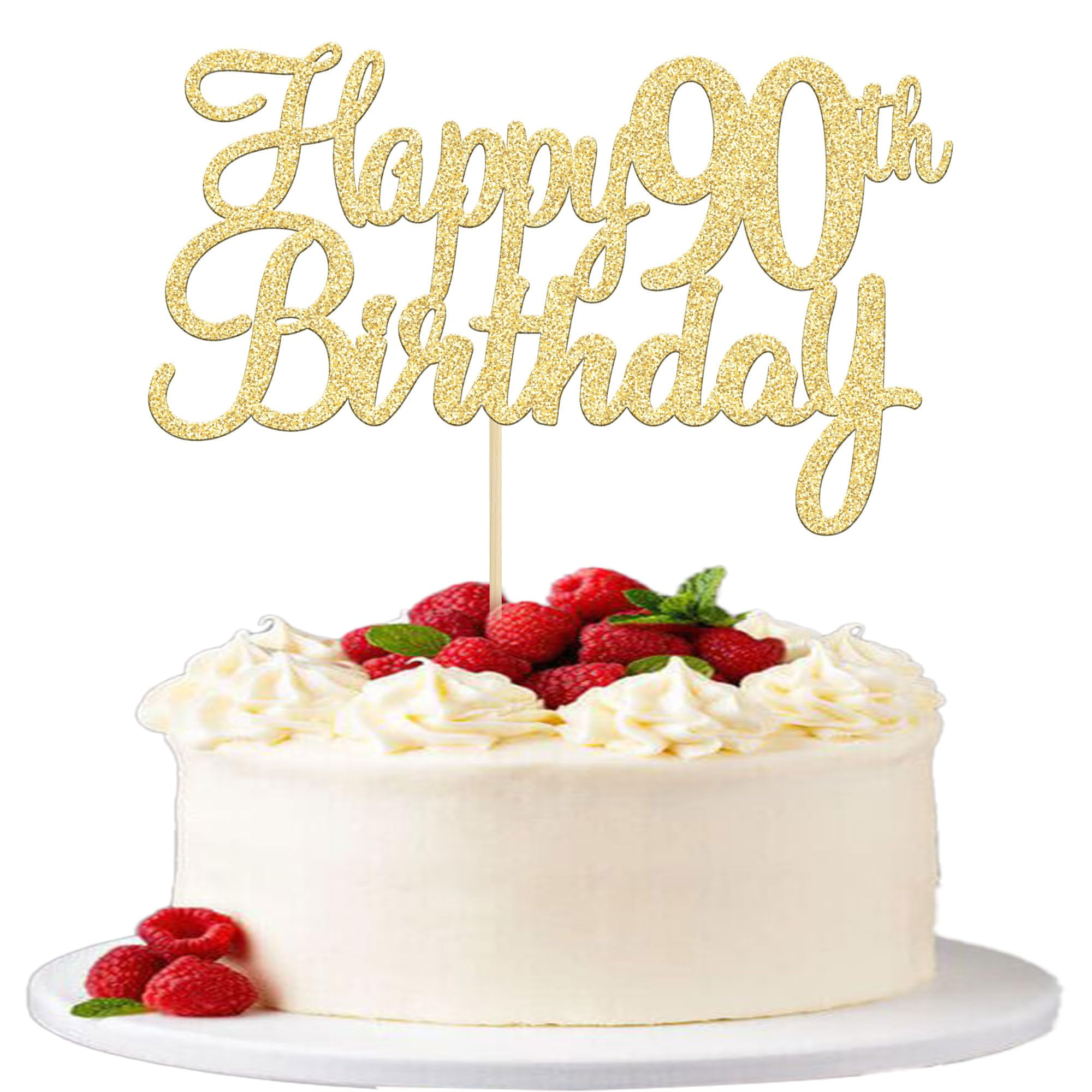 Gyufise 1Pc Happy 90th SSF20 Birthday Cake Topper Glitter 90th Birthday ...