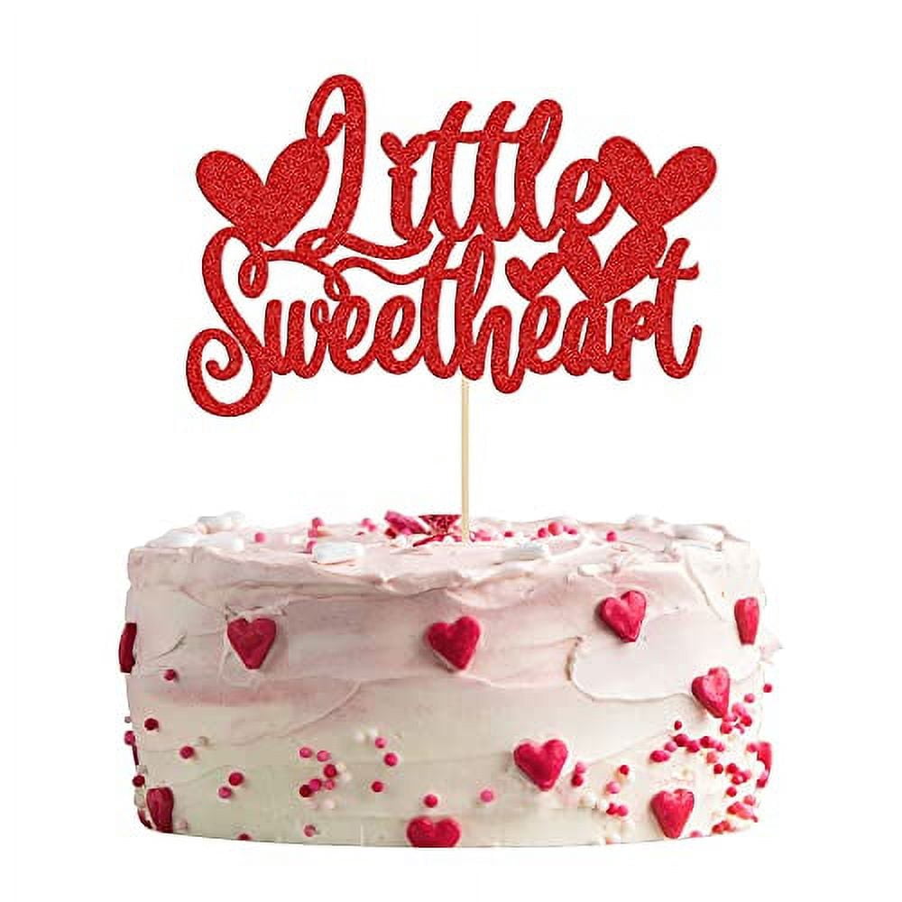 Gyufise 1Pc Little Sweetheart Cake Topper Glitter Happy Valentine's Day ...