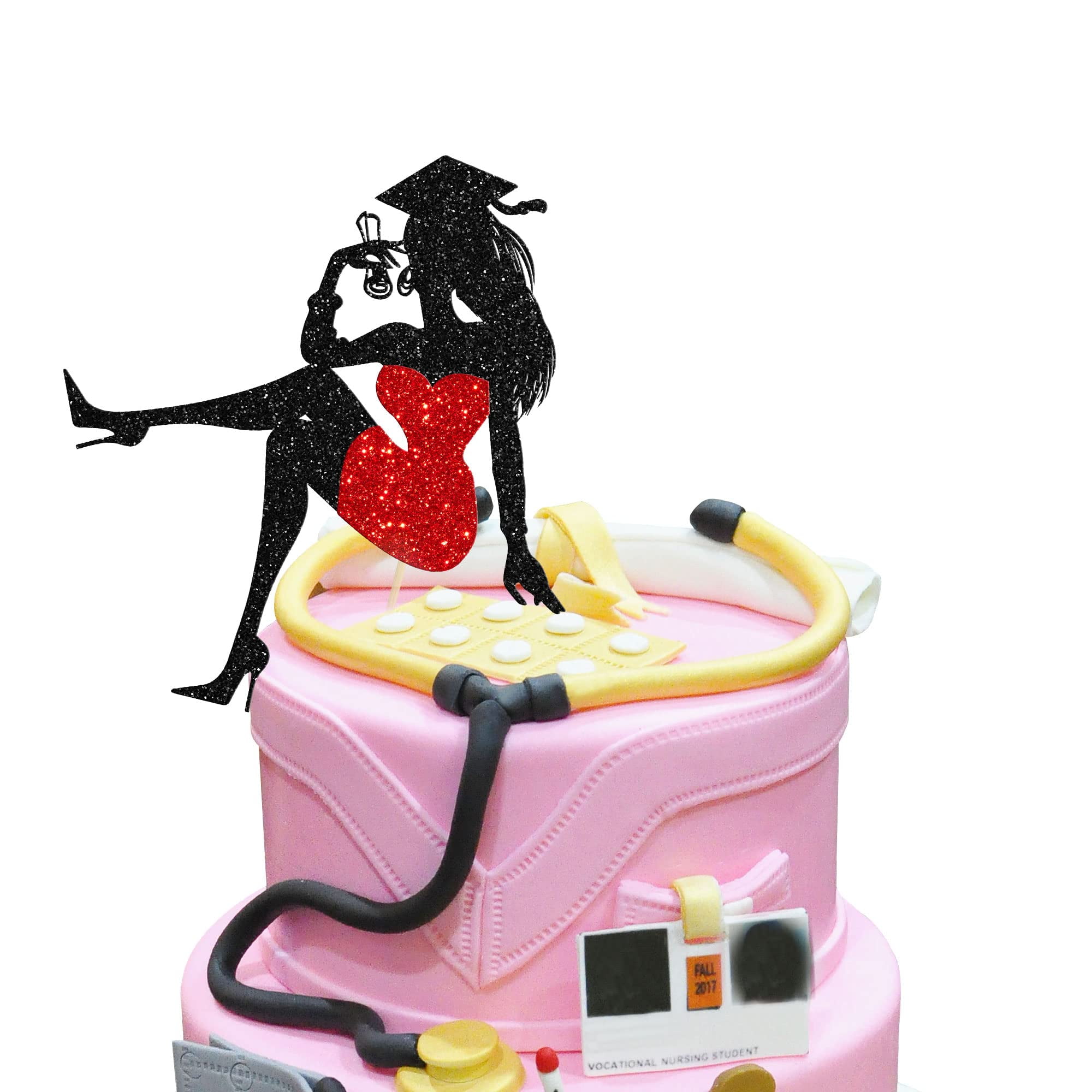 Gyufise 1Pcs 2025 Graduation Cake Topper RST1 with Glitter Diploma High ...