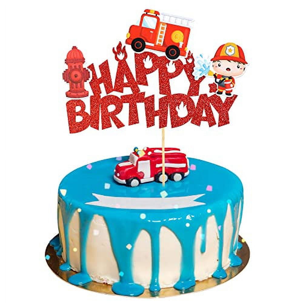 Gyufise 1Pcs Fireman Happy .. Birthday Cake Topper Glitter .. Fire ... Gyufise 1Pcs Fireman Happy .. Birthday Cake Topper Glitter .. Fire ...