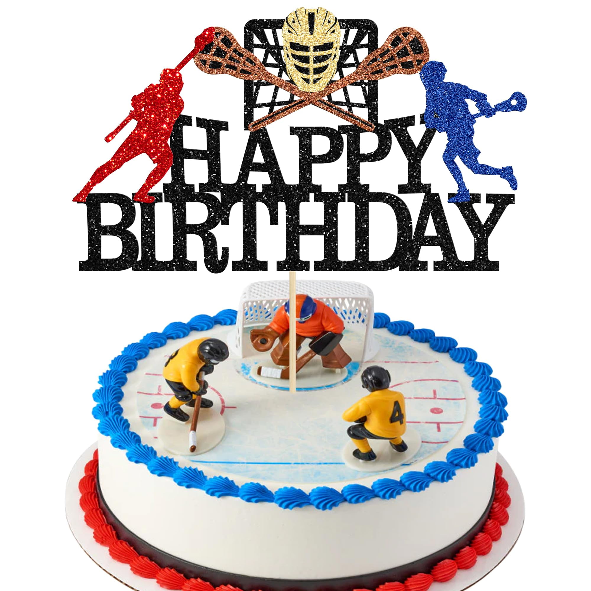 Gyufise 1Pcs Lacrosse Happy Birthday Cake ITL1 Topper Glitter Touchdown ...