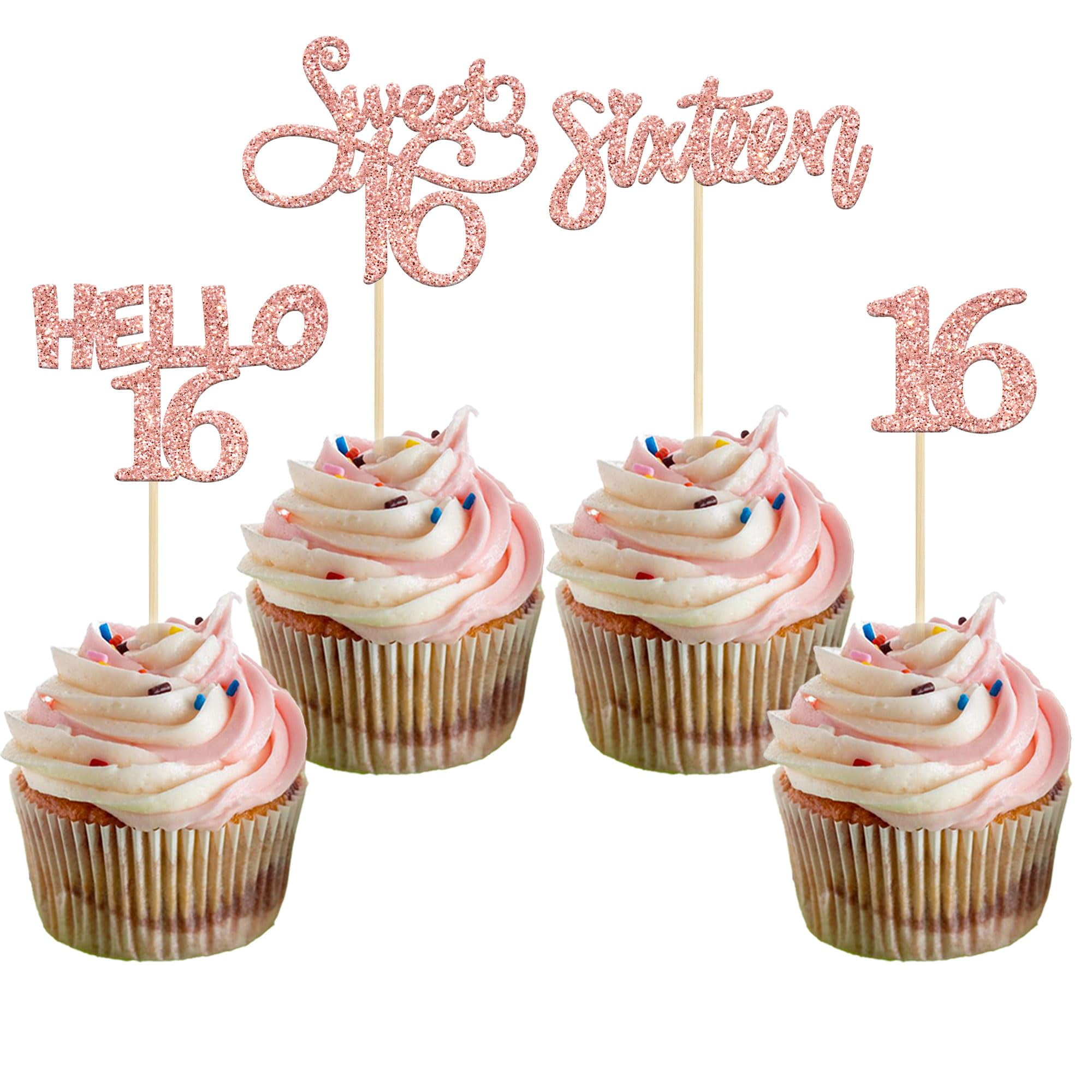 Gyufise 24 Pack 16th Birthday Cupcake ITL1 Toppers Sweet 16 Cake ...