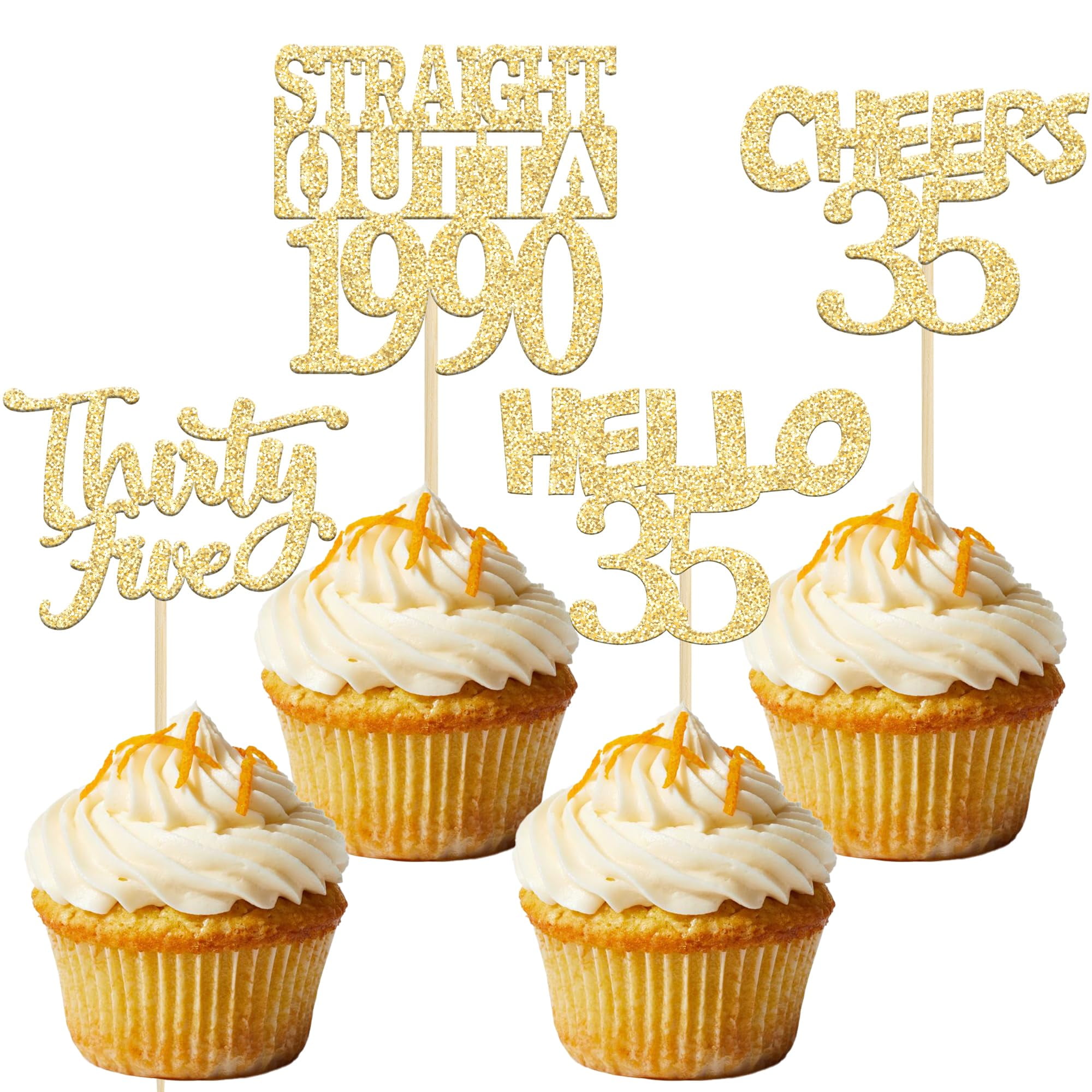 Gyufise 24 Pack 35 Cupcake Toppers RST1 35th Birthday Outta 1990 Thirty ...