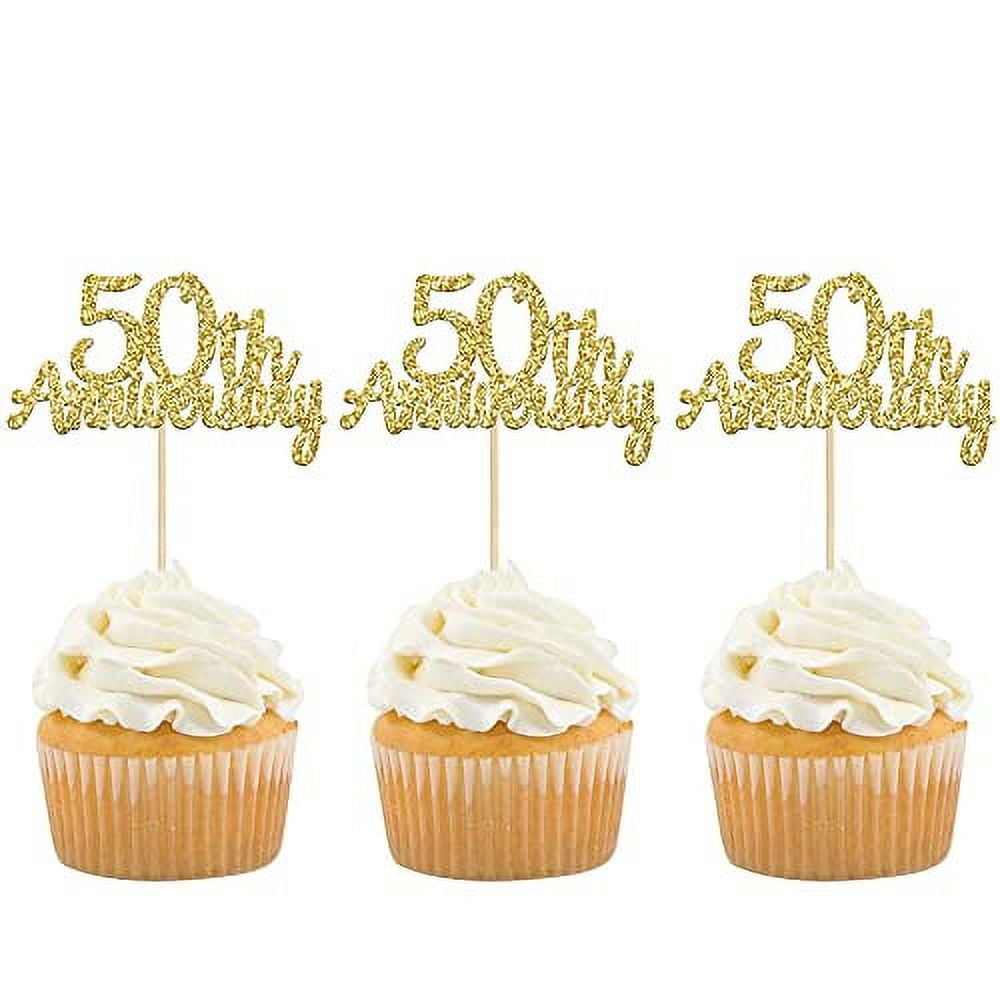 Gyufise 24 Pack 50th Anniversary Cupcake Toppers Picks Gold Glitter ... Gyufise 24 Pack 50th Anniversary Cupcake Toppers Picks Gold Glitter ...