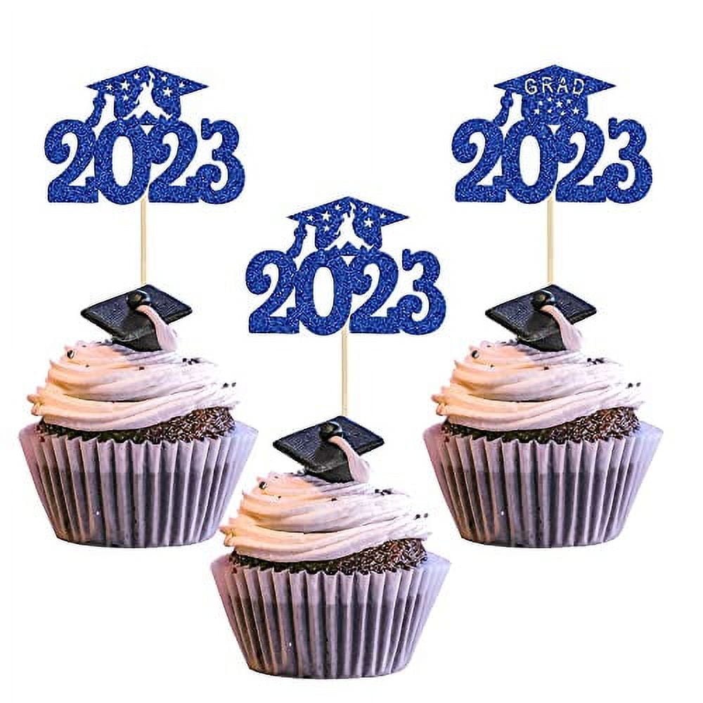 Gyufise 24Pcs 2023 Graduation Cupcake Toppers Glitter Class of 2023 ...