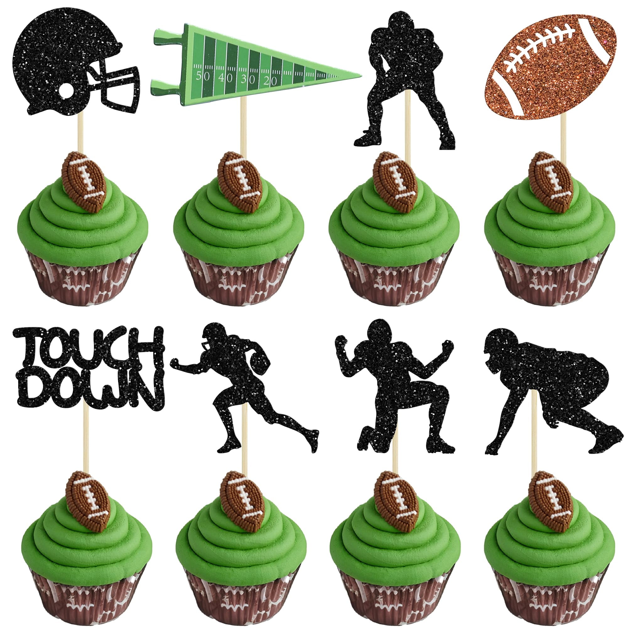 Gyufise 24Pcs Football Cupcake Toppers Rugby Ball MDH1Cupcake Toppers ...