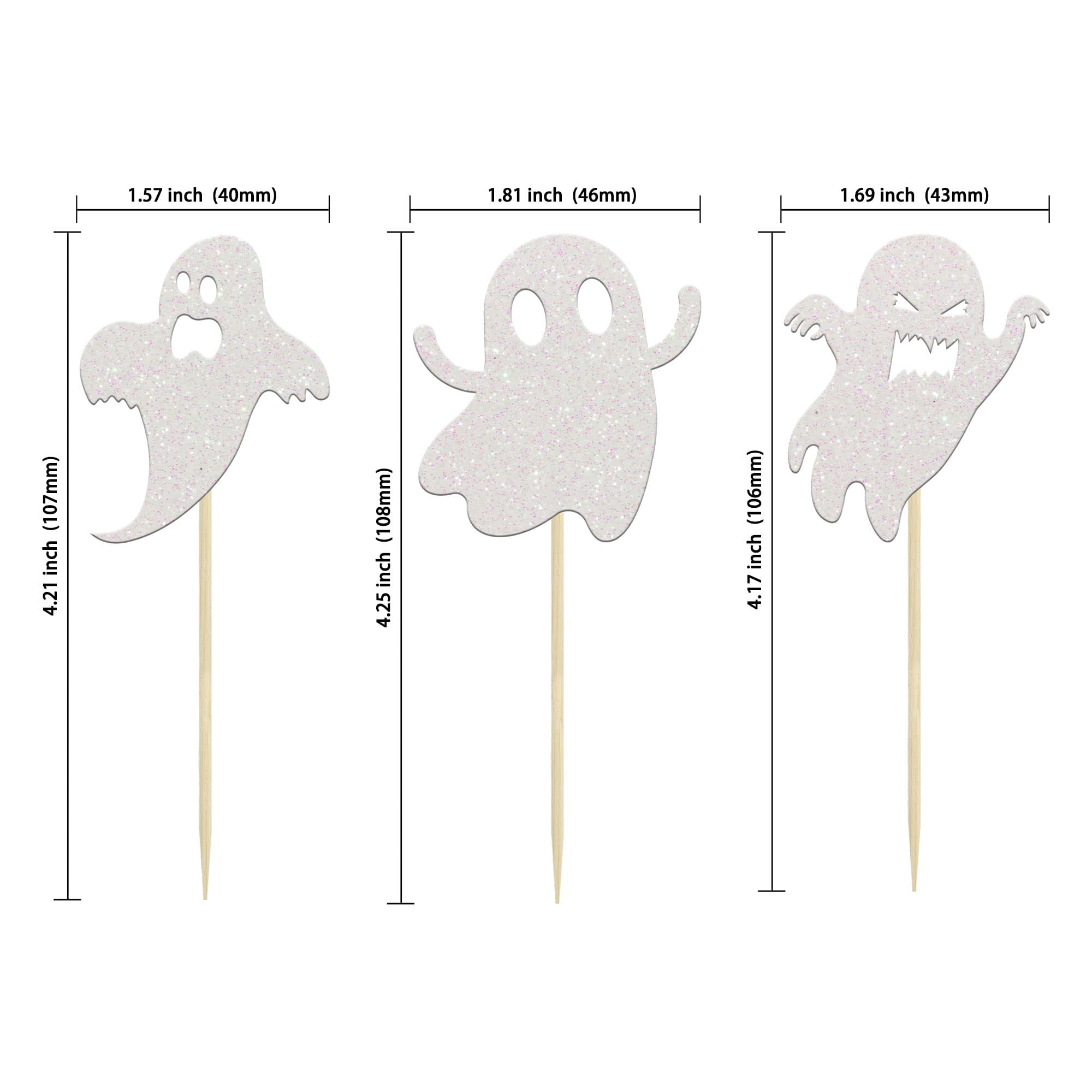 Gyufise 24Pcs Halloween AJH3 Ghost Cupcake Toppers White Halloween ...