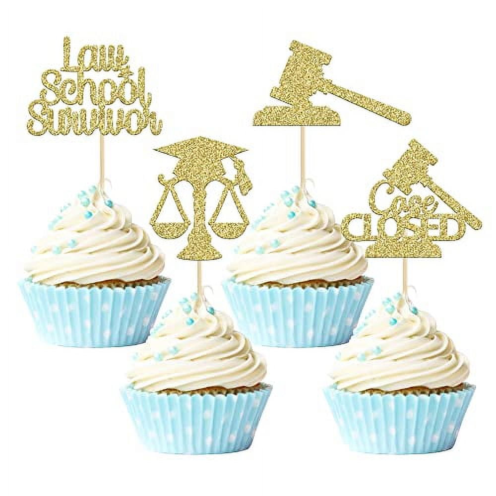 Gyufise 24Pcs Lawyer 2023 Graduation Cupcake Toppers Gold Glitter Class ...