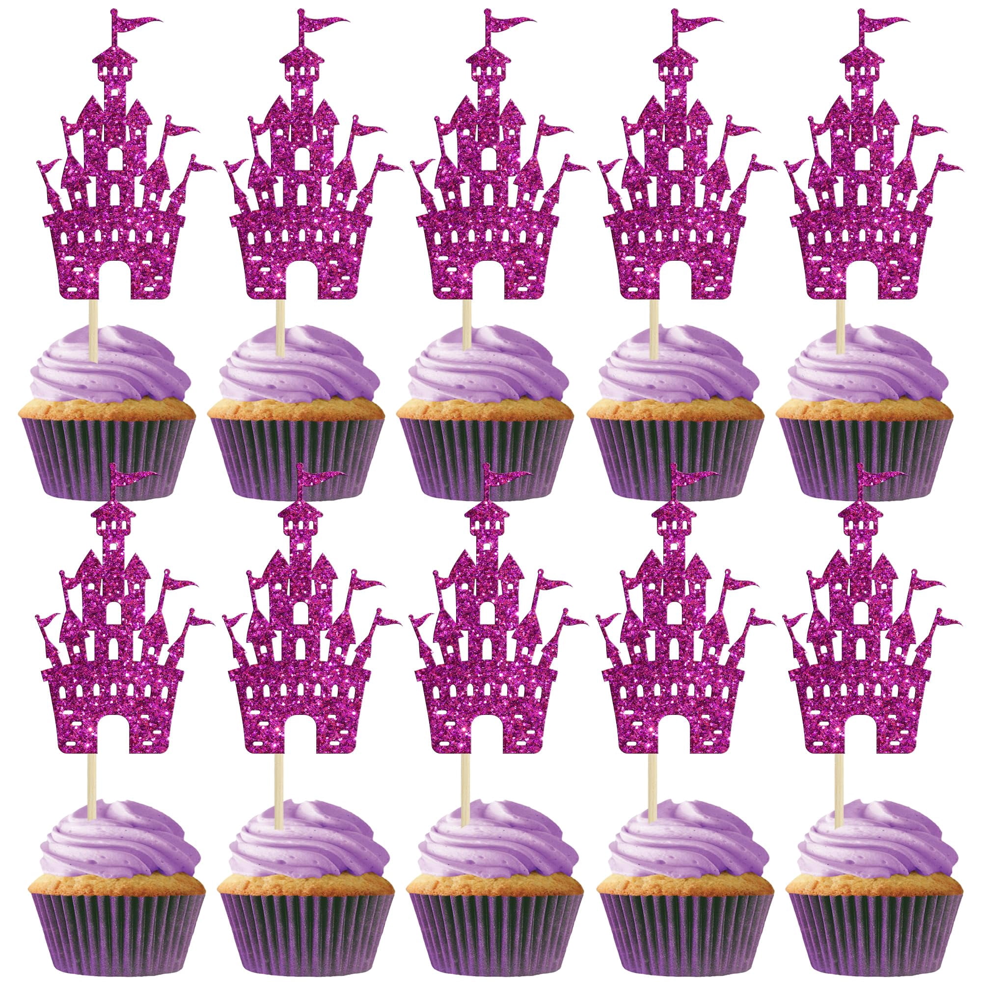 Gyufise 24Pcs Princess Castle Cupcake Toppers AIS1 Glitter Castle Theme ...