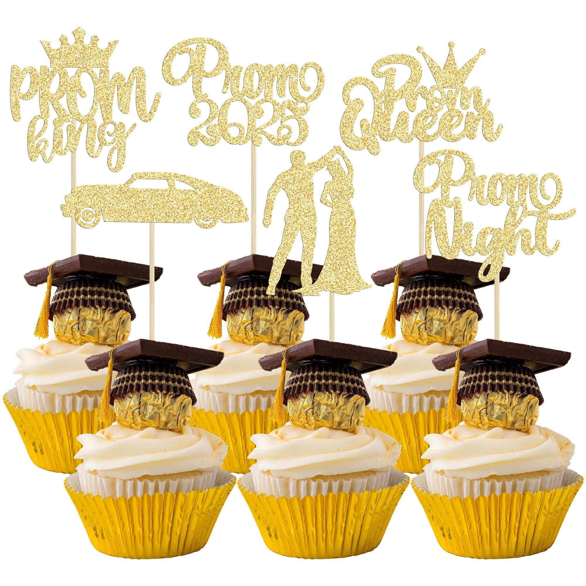 Gyufise 24Pcs Prom Cupcake Topper 2025 TVS1 Prom Cake Topper for Party ...
