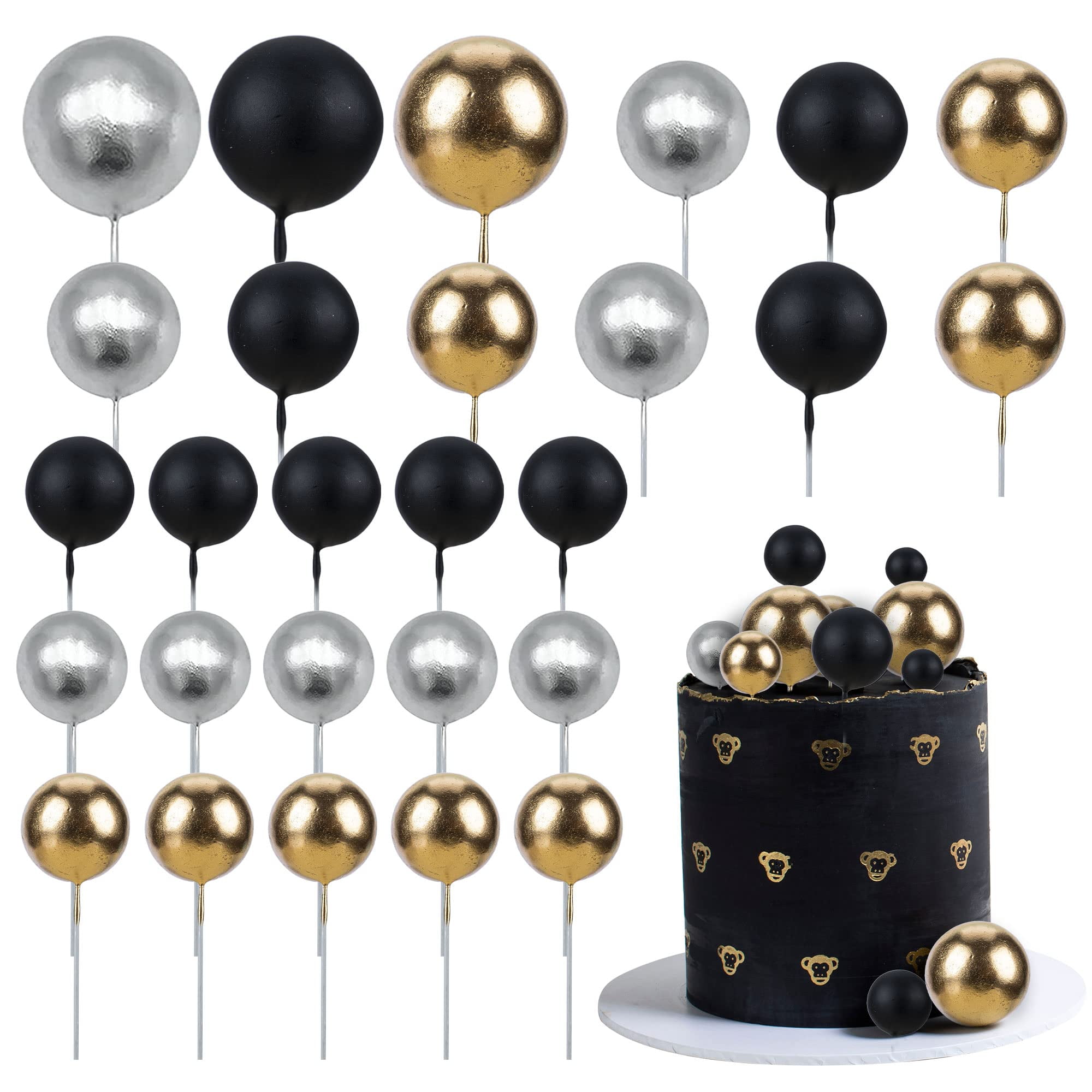 Gyufise 30Pcs Ball Cake Toppers Ball AIS1 Cake Picks Ball Shaped ...