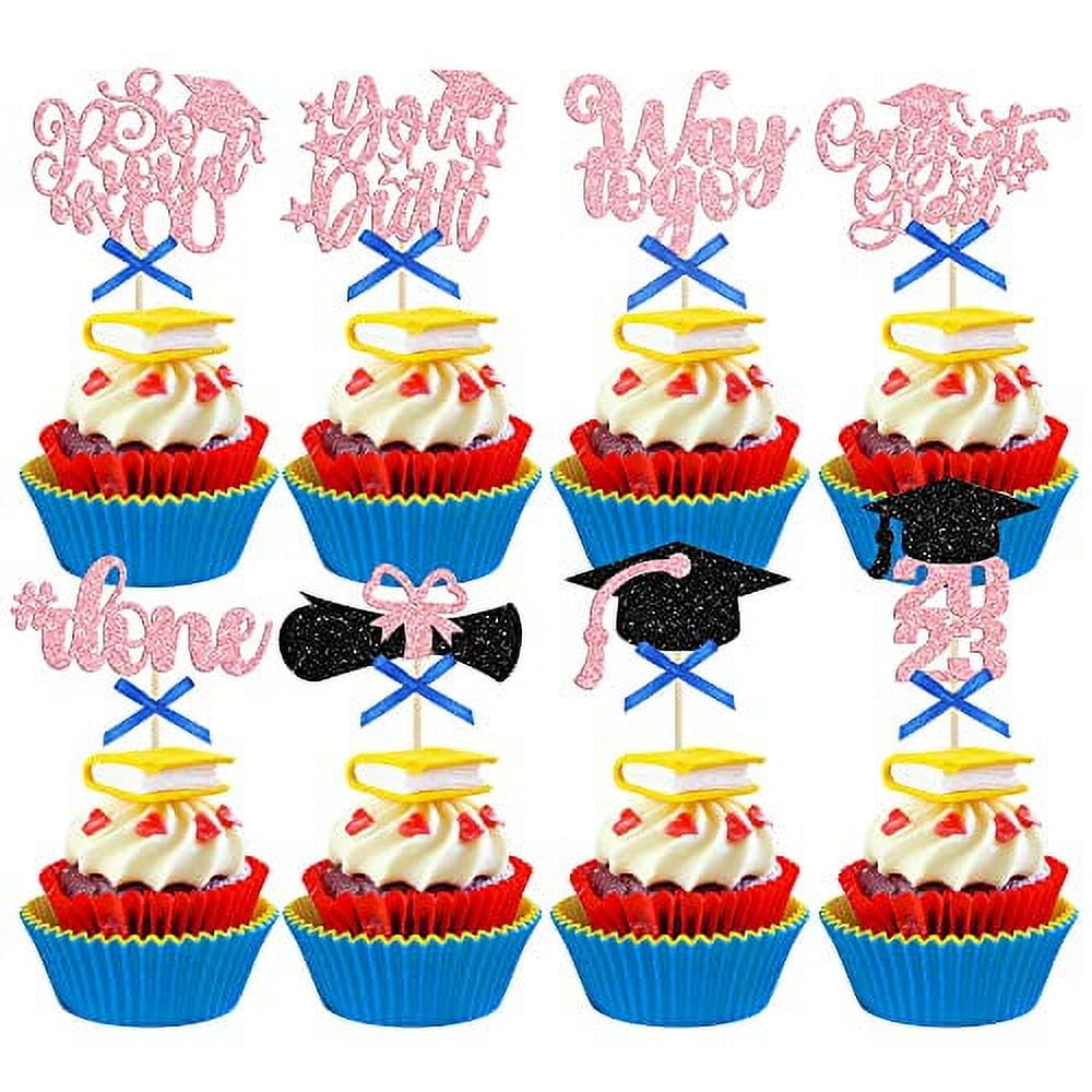 Gyufise 32Pcs Graduation Cupcake Toppers 2023 Glitter Class of 2023 ...