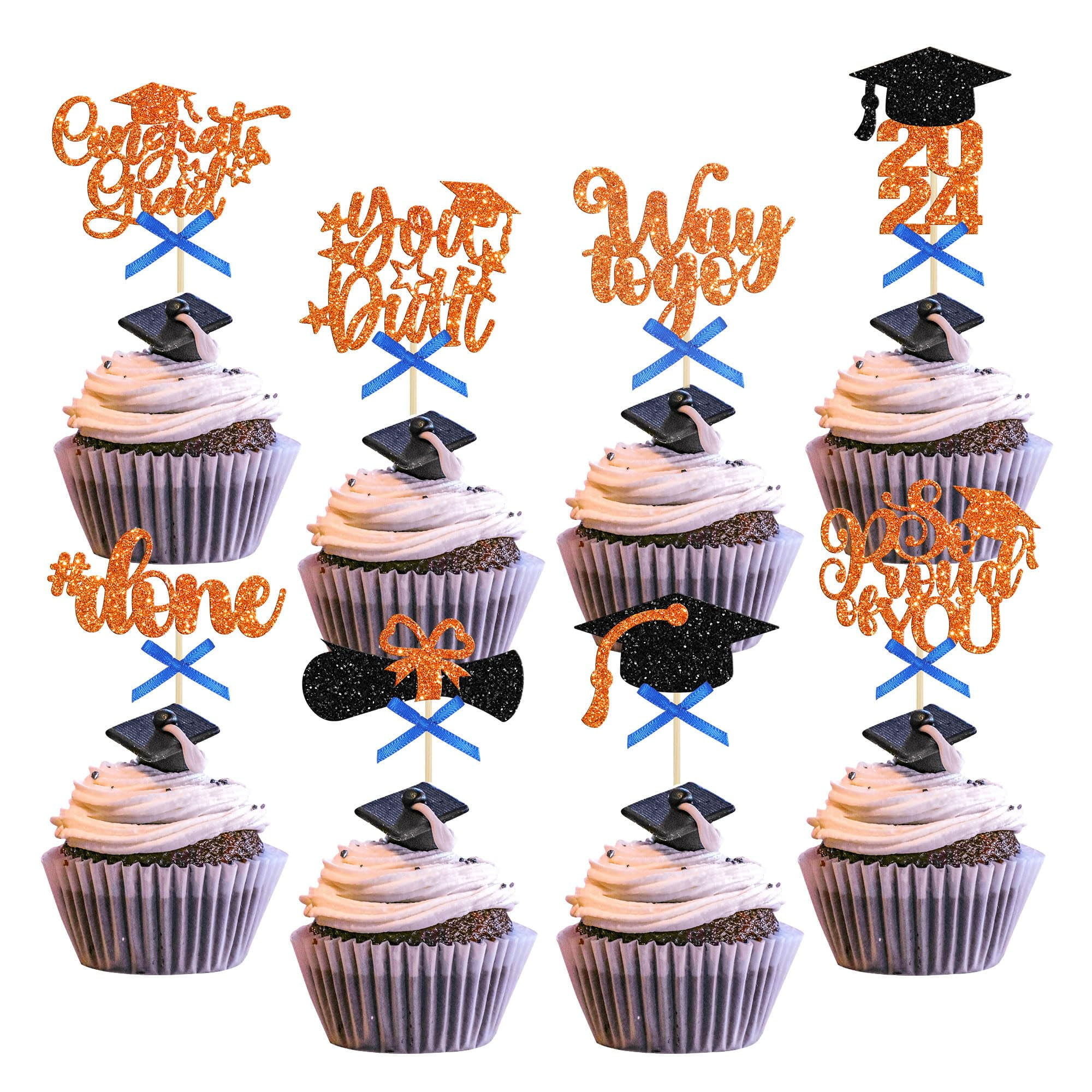 Gyufise 32Pcs Graduation Cupcake Toppers 2024, Graduation Picks for ...