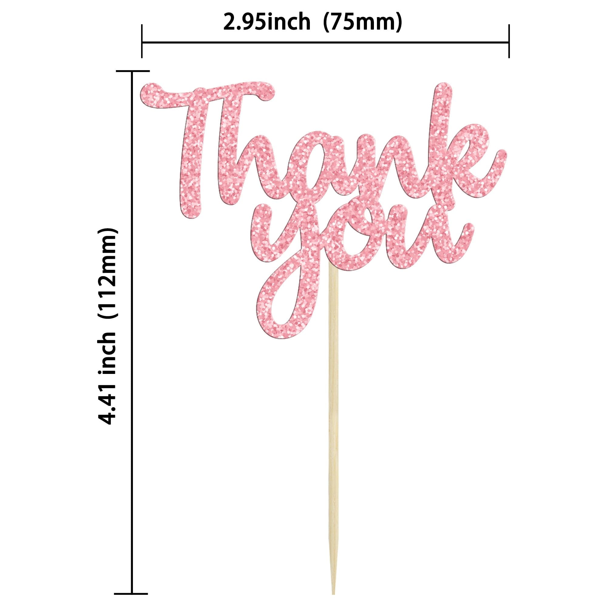 Gyufise 36 Pack AJH3 Thank You Cupcake Toppers Black Glitter ...