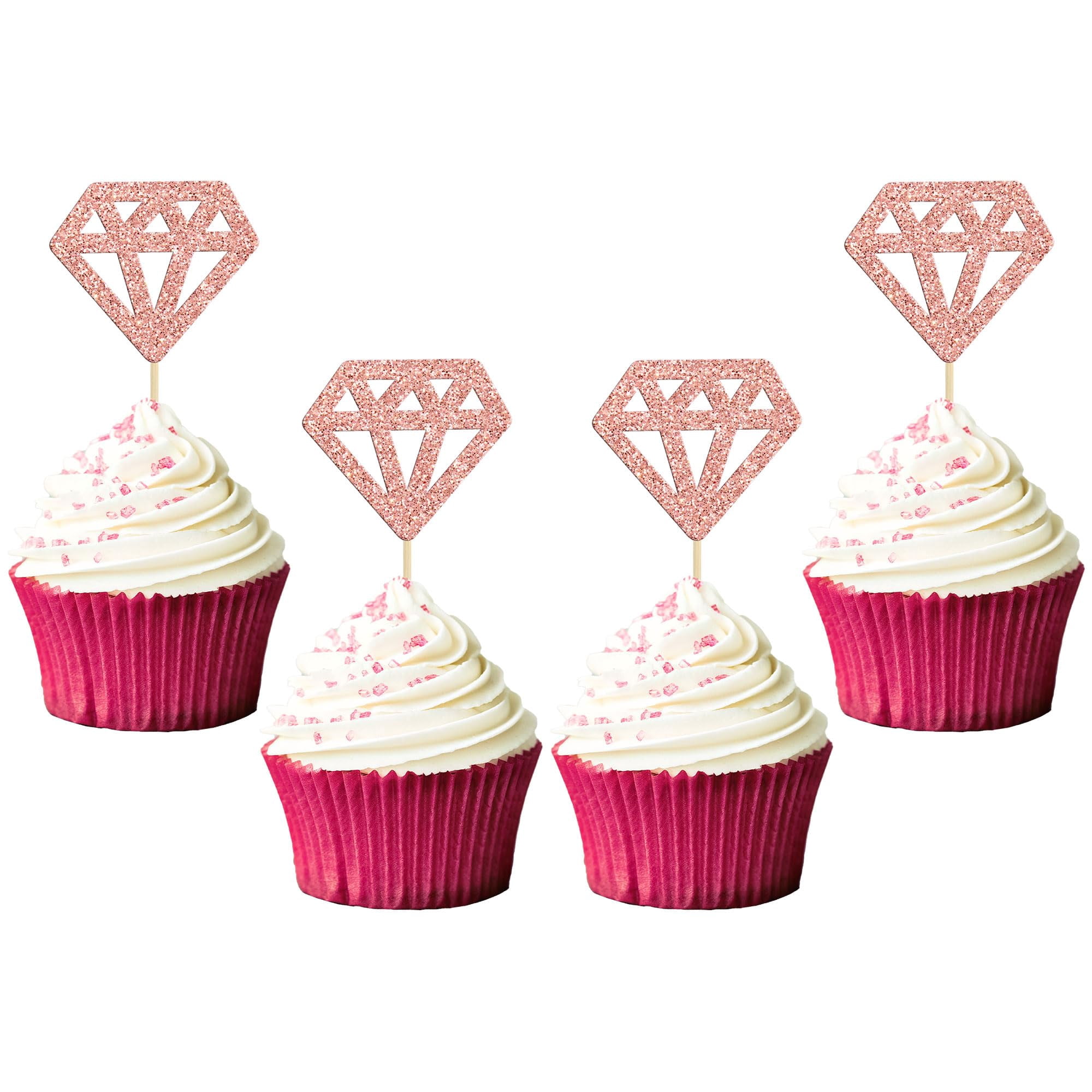 Gyufise 36Pcs Diamond Cupcake Toppers Glitter Diamond Cupcake Picks for ...