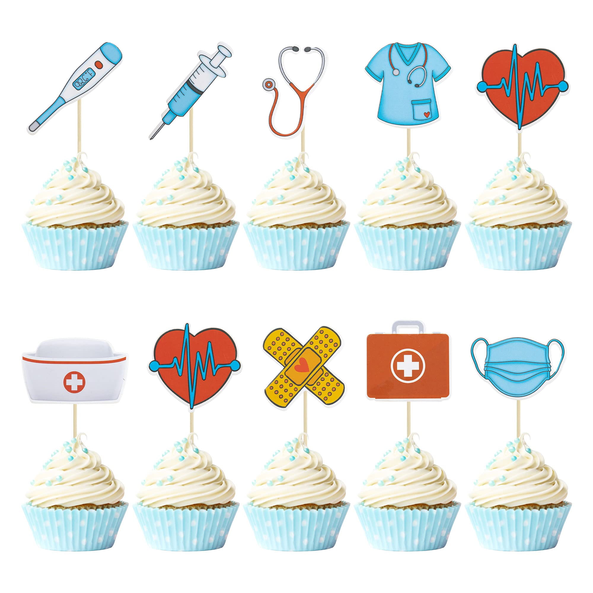 Gyufise 36Pcs Nurse Cupcake Toppers Nursing School Graduation Cupcake ...