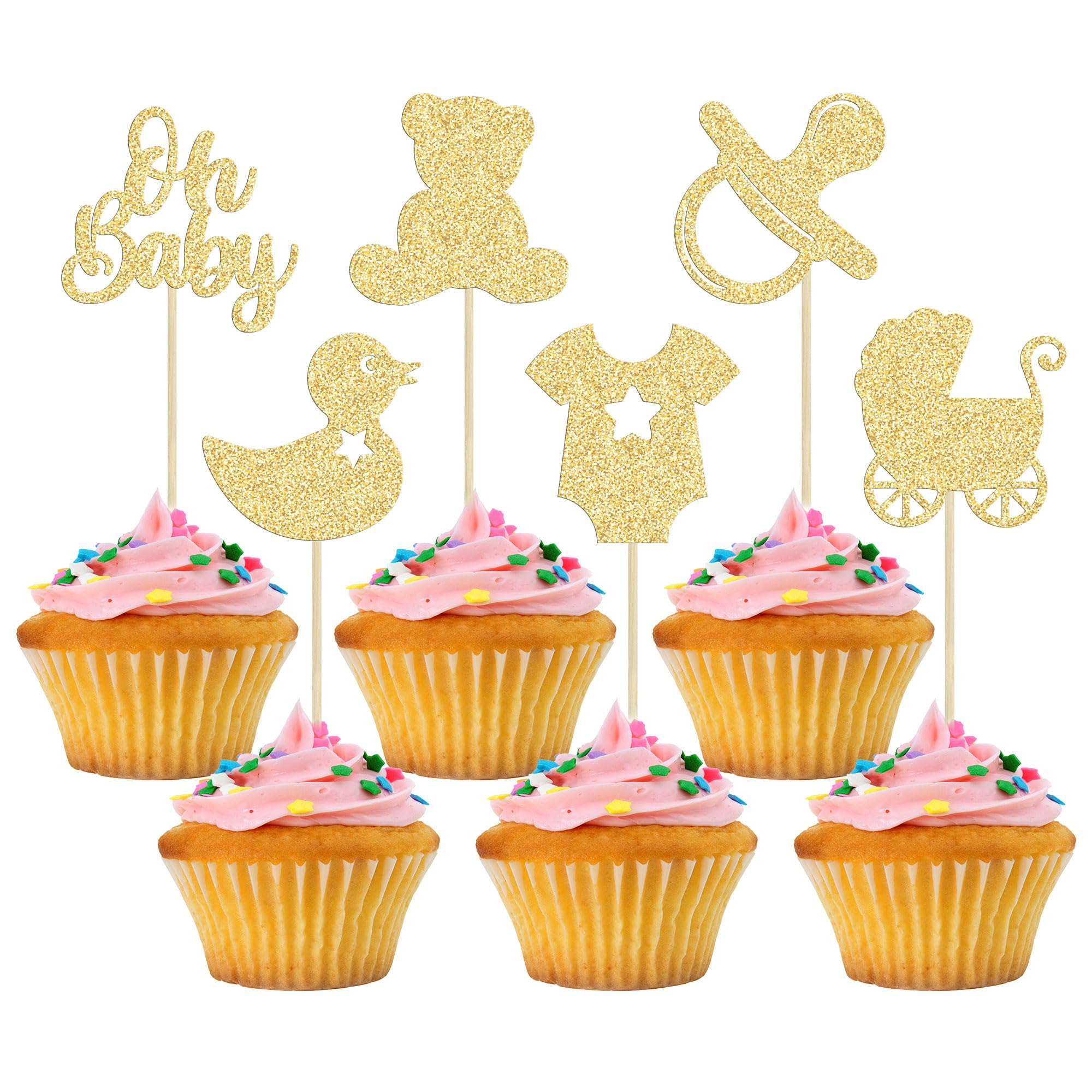 Gyufise 36Pcs Oh Baby Cupcake Toppers AIS1 & Picks - Glitter Bear ...