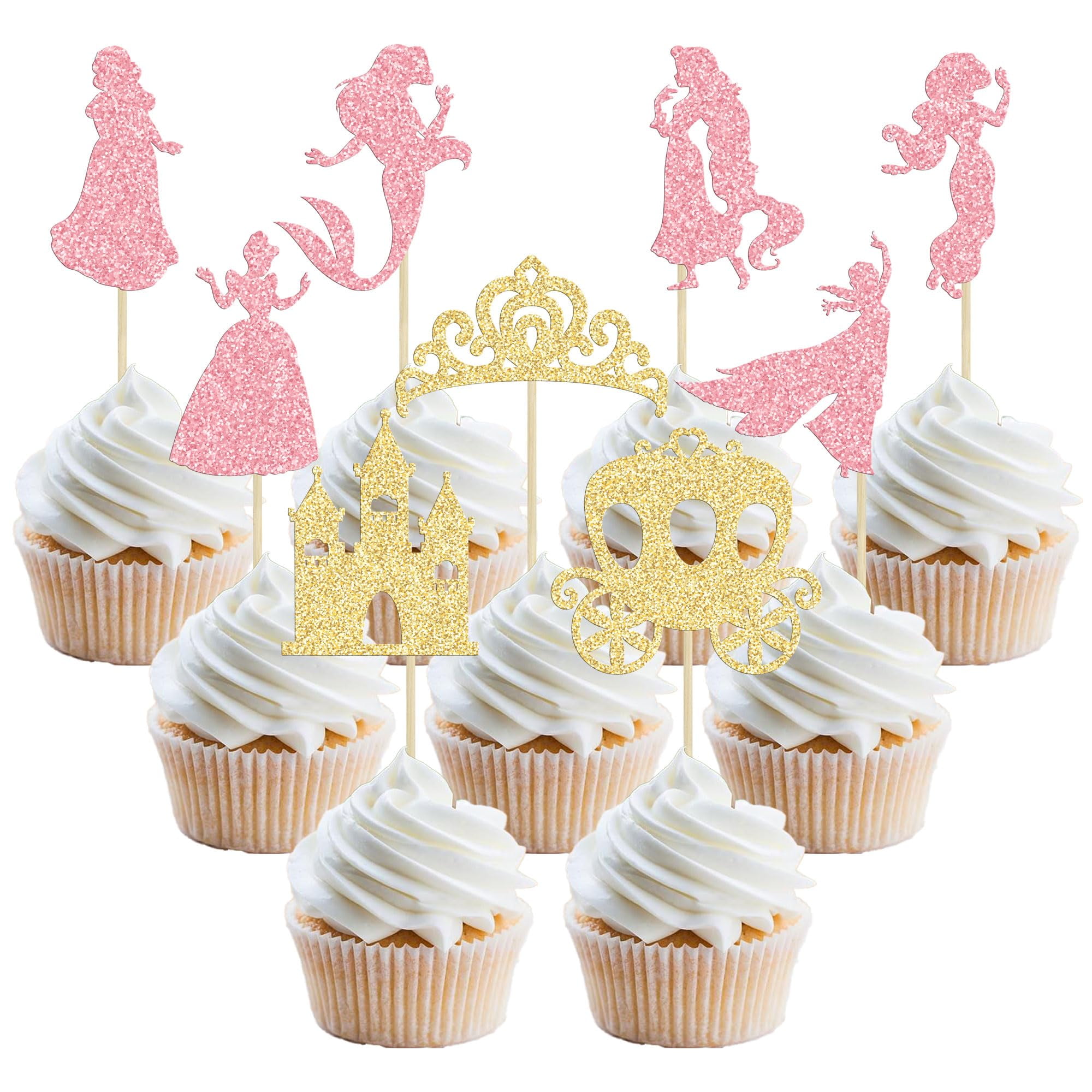 Gyufise 36Pcs Princess Cupcake SSF20 Toppers Crown Castle Girl Cake ...