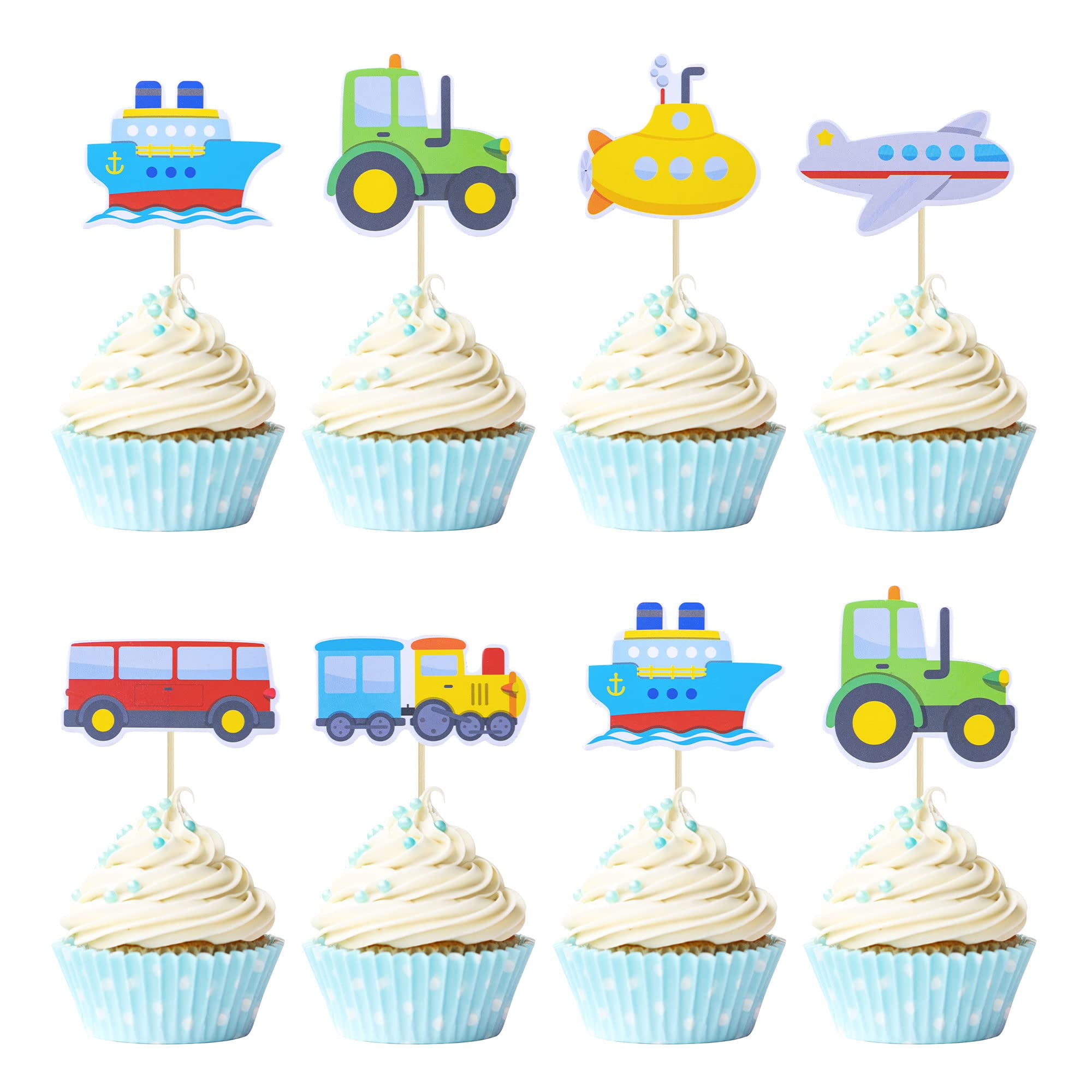 Gyufise 36Pcs Transportation Cupcake SSF20 Toppers Car Truck Train ...