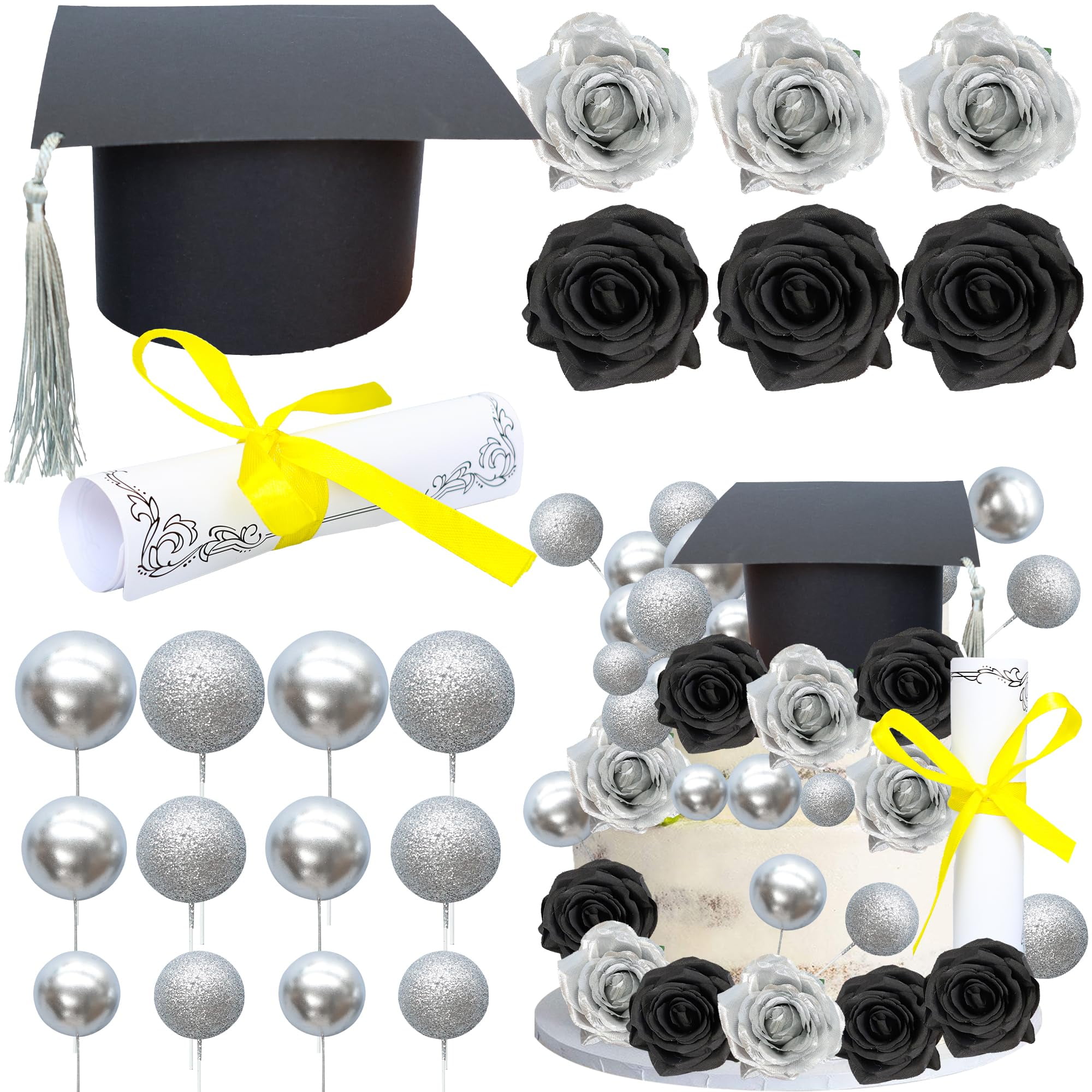 Gyufise 40Pcs 2025 Graduation Cake Topper COC1Decoration Diploma Diploma Grad Cap Cake Pick ...