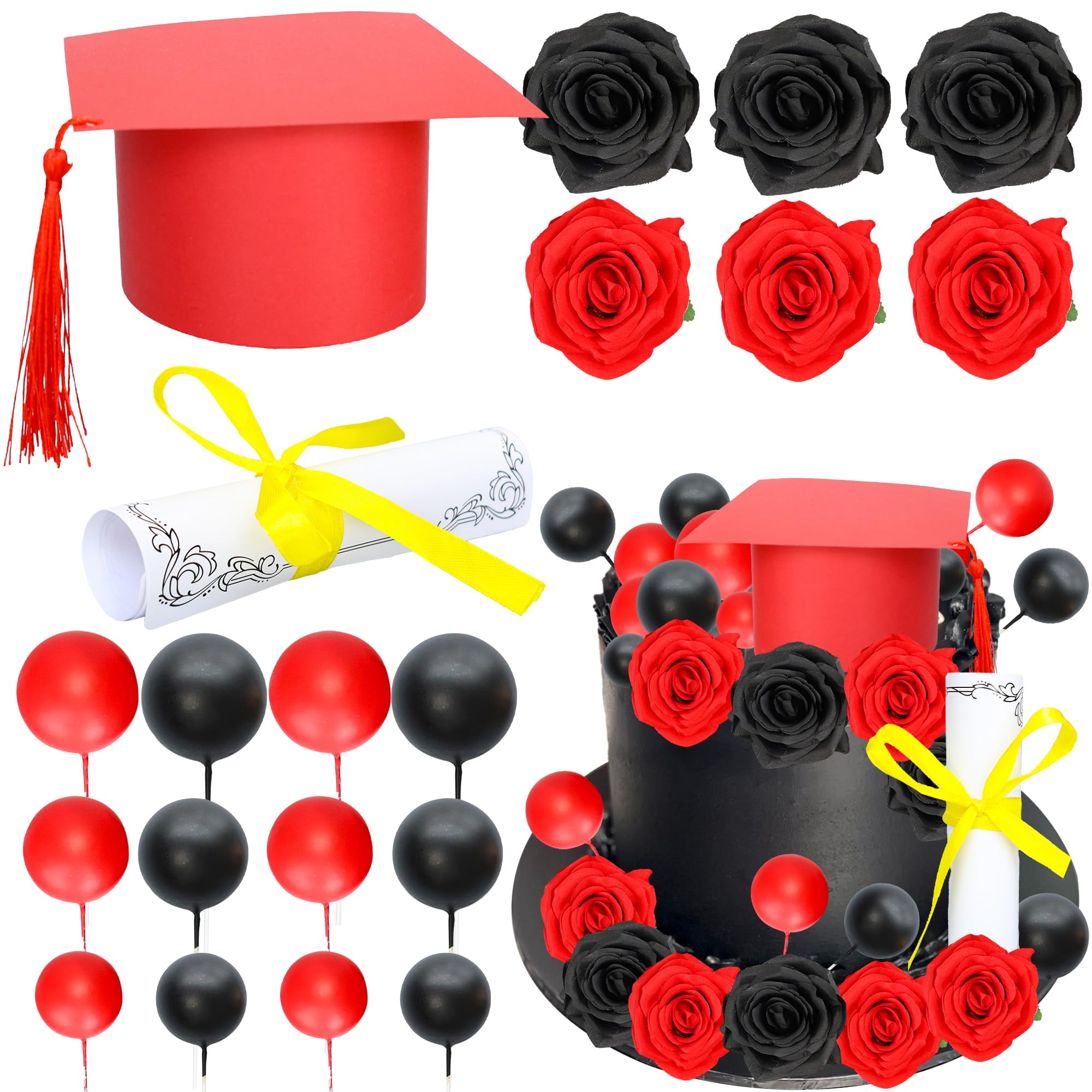 Gyufise 40Pcs 2025 Graduation Cake Topper ITL1 Decoration Diploma Diploma Grad Cap Cake Pick ...
