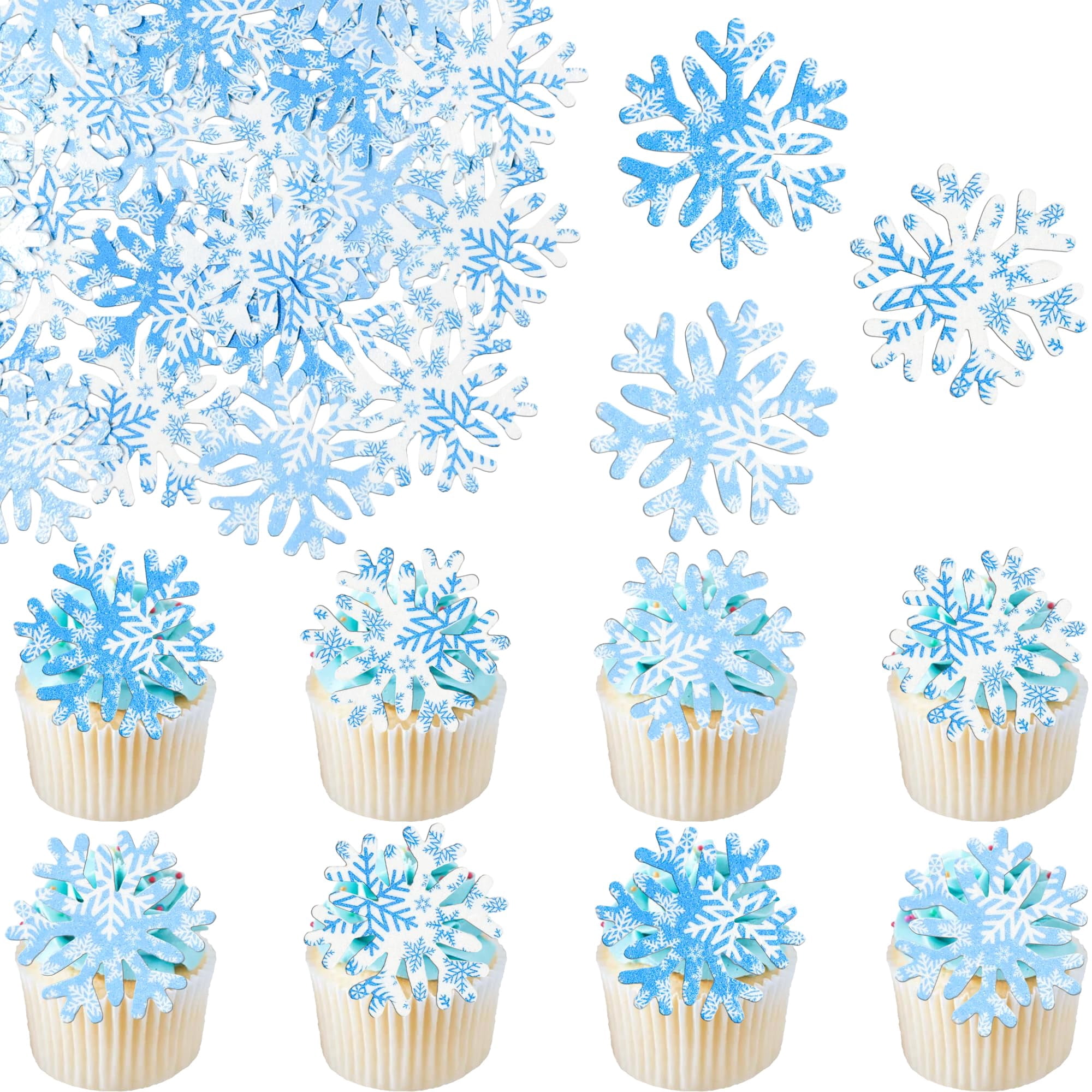 Gyufise 50Pcs Edible Snowflake GGA1 Cupcake Cake Toppers Wafer Paper ...