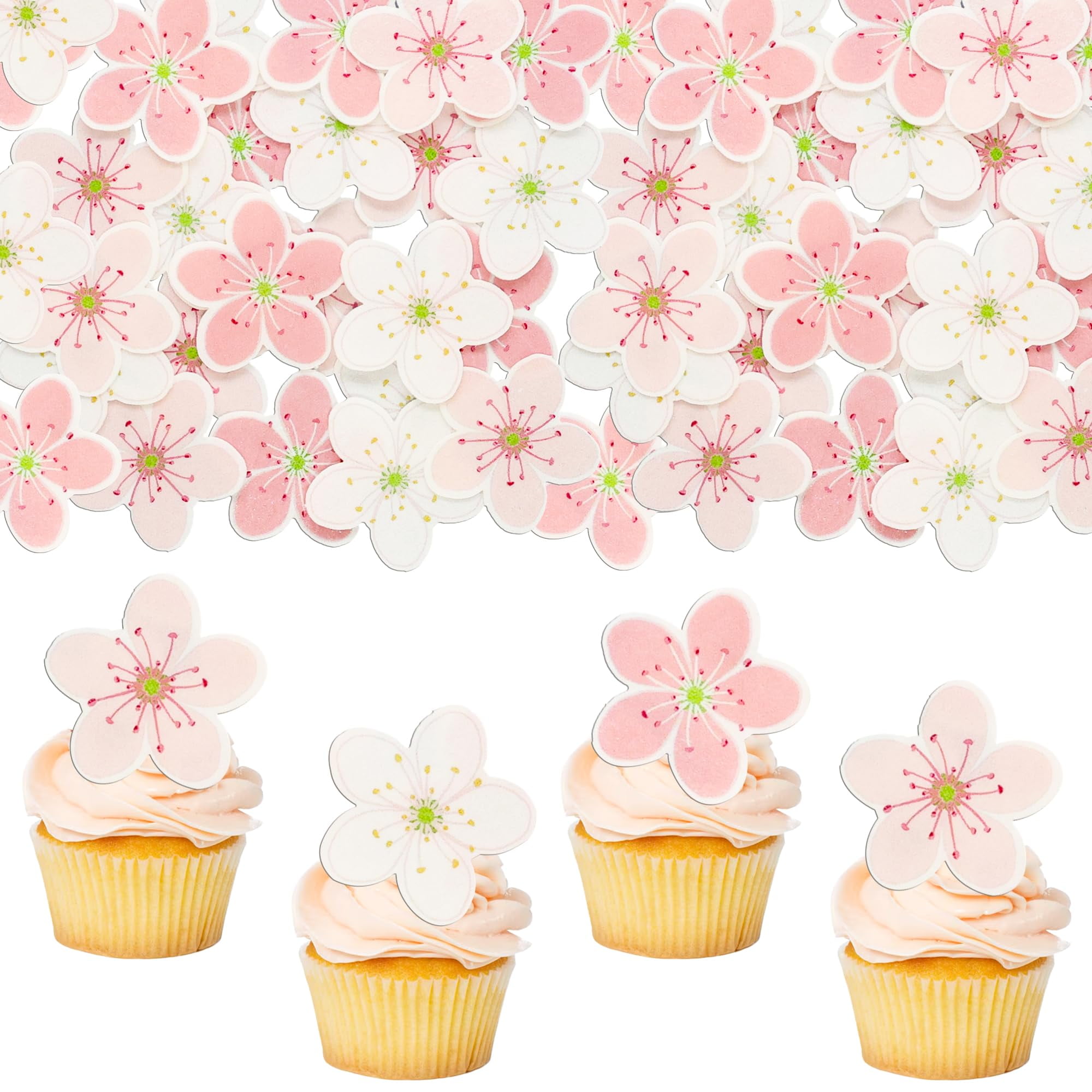 Gyufise 54Pcs Edible SCH4 Flowers Cake Decorations Pink Edible Blossoms ...