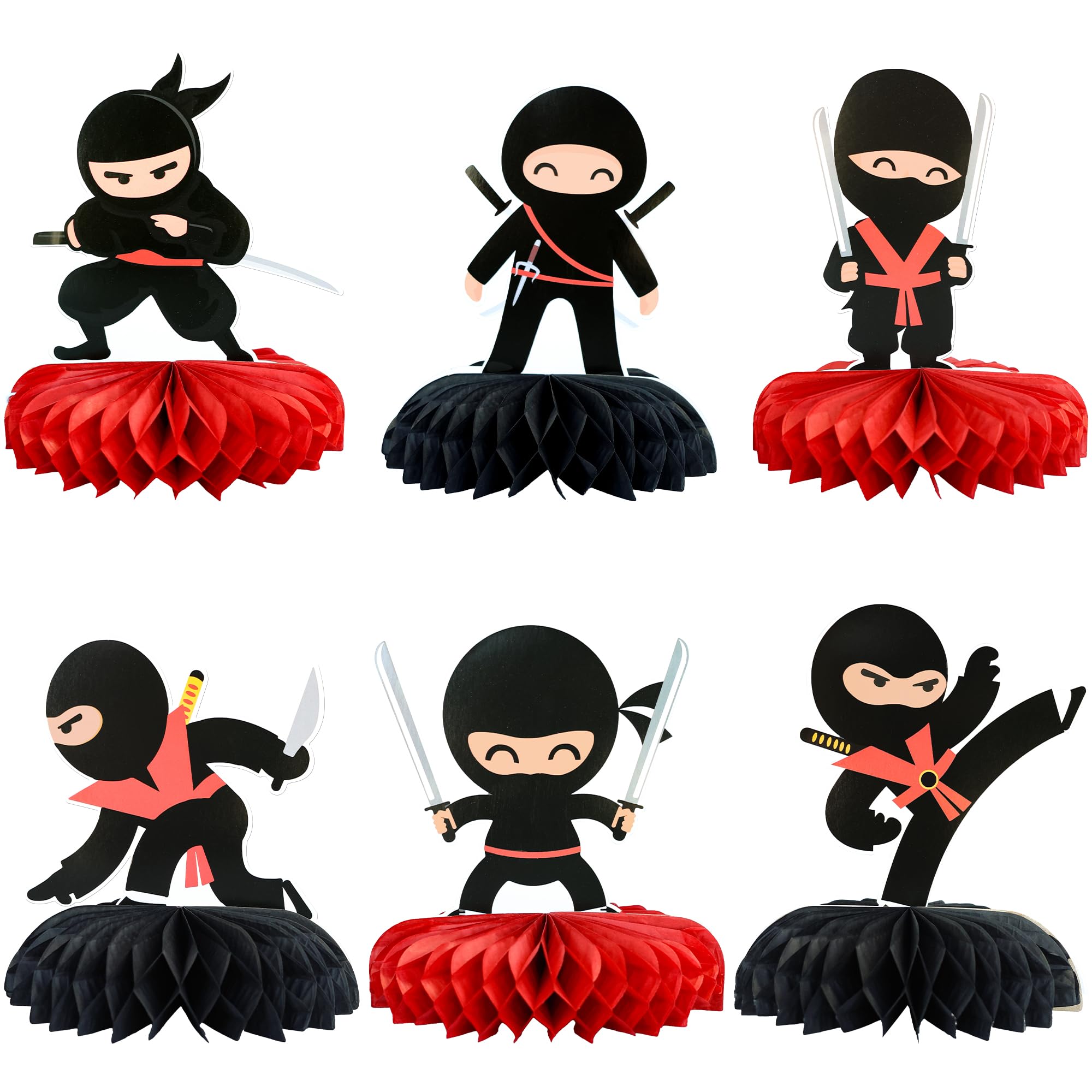 Gyufise 6Pcs Ninja Party Honeycomb Table Centerpiece Double Martial ...