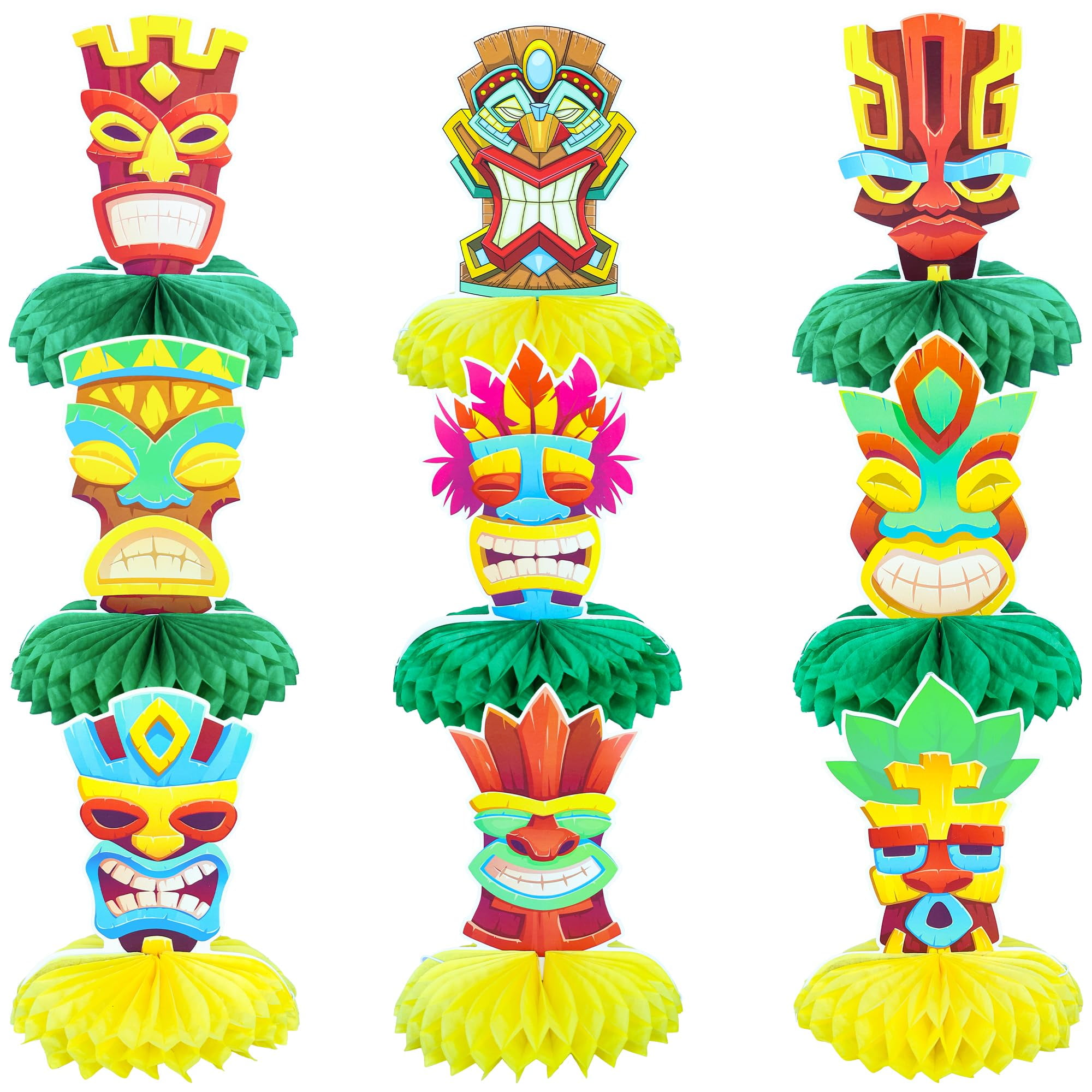 Gyufise 9 PackTRDN Tiki Hawaiian Luau Honeycomb Table Centerpiece ...