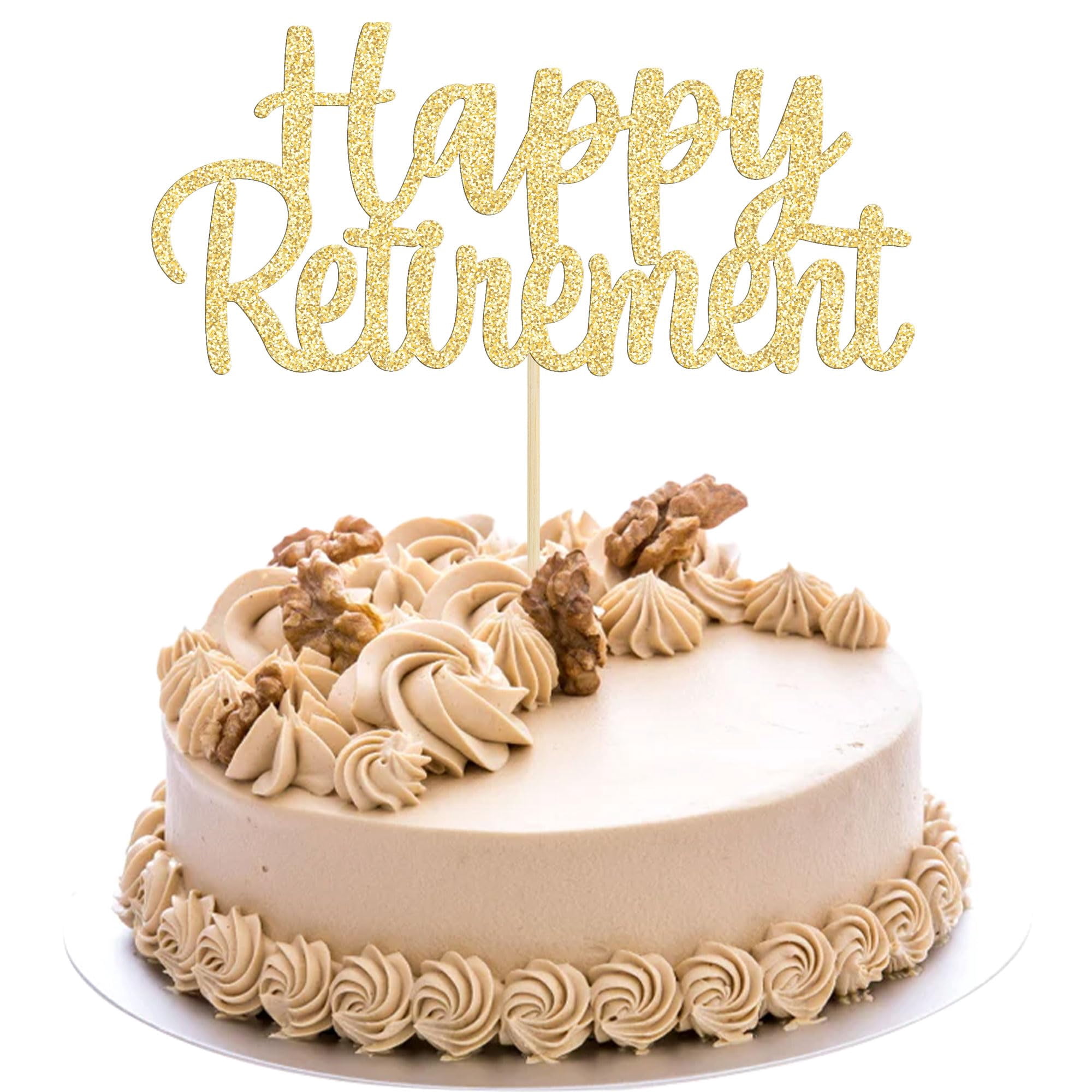 Gyufise Gold GlitterTRDN Happy Retirement Cake Topper Retirement Cake ...