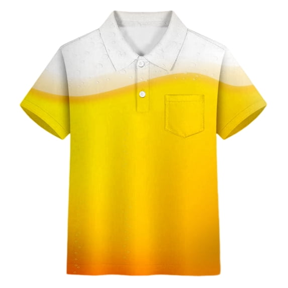 Gyujnb Beverage Print Short Sleeve Polo Shirt with Pocket Casual Top ...