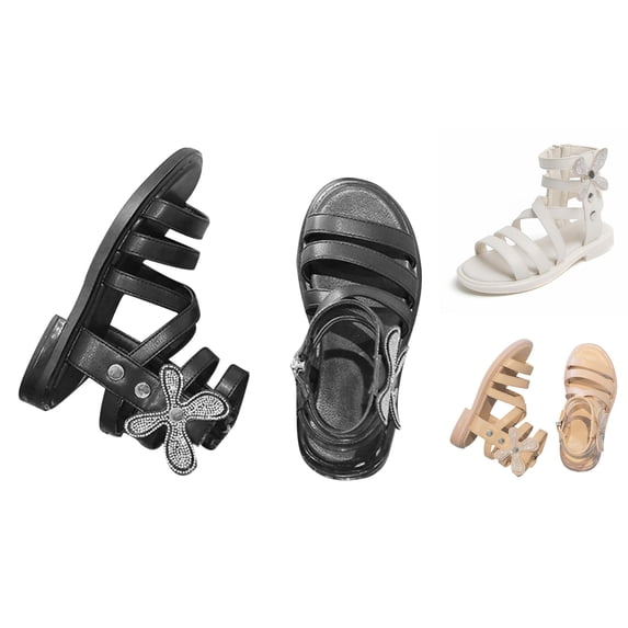 Gyujnb Girls Gladiator Sandals Rhinestone Butterfly Back Zipper Soft ...