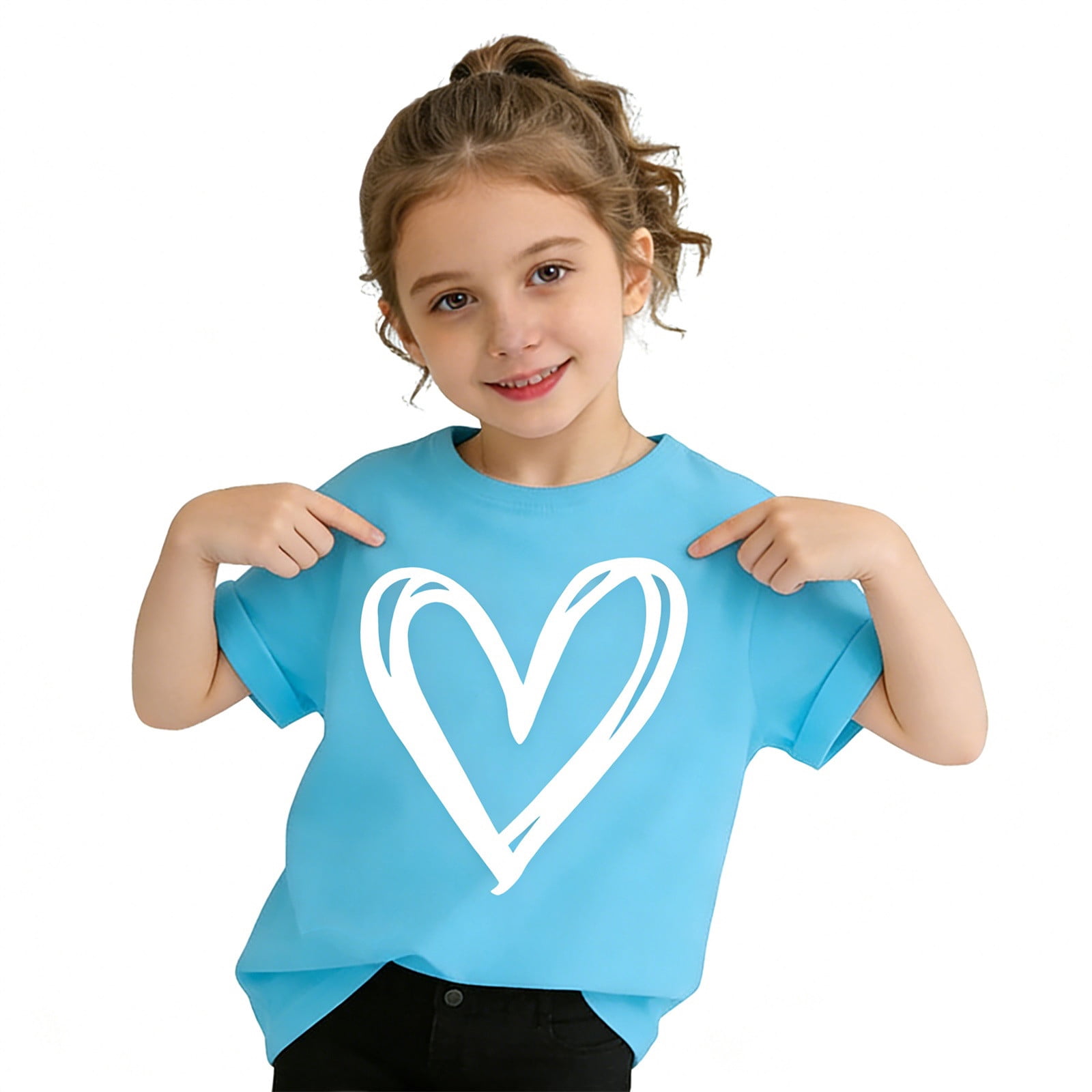 Gyujnb Girls Short Sleeve Crew Neck Loose Fit Casual Tee with Sketch ...