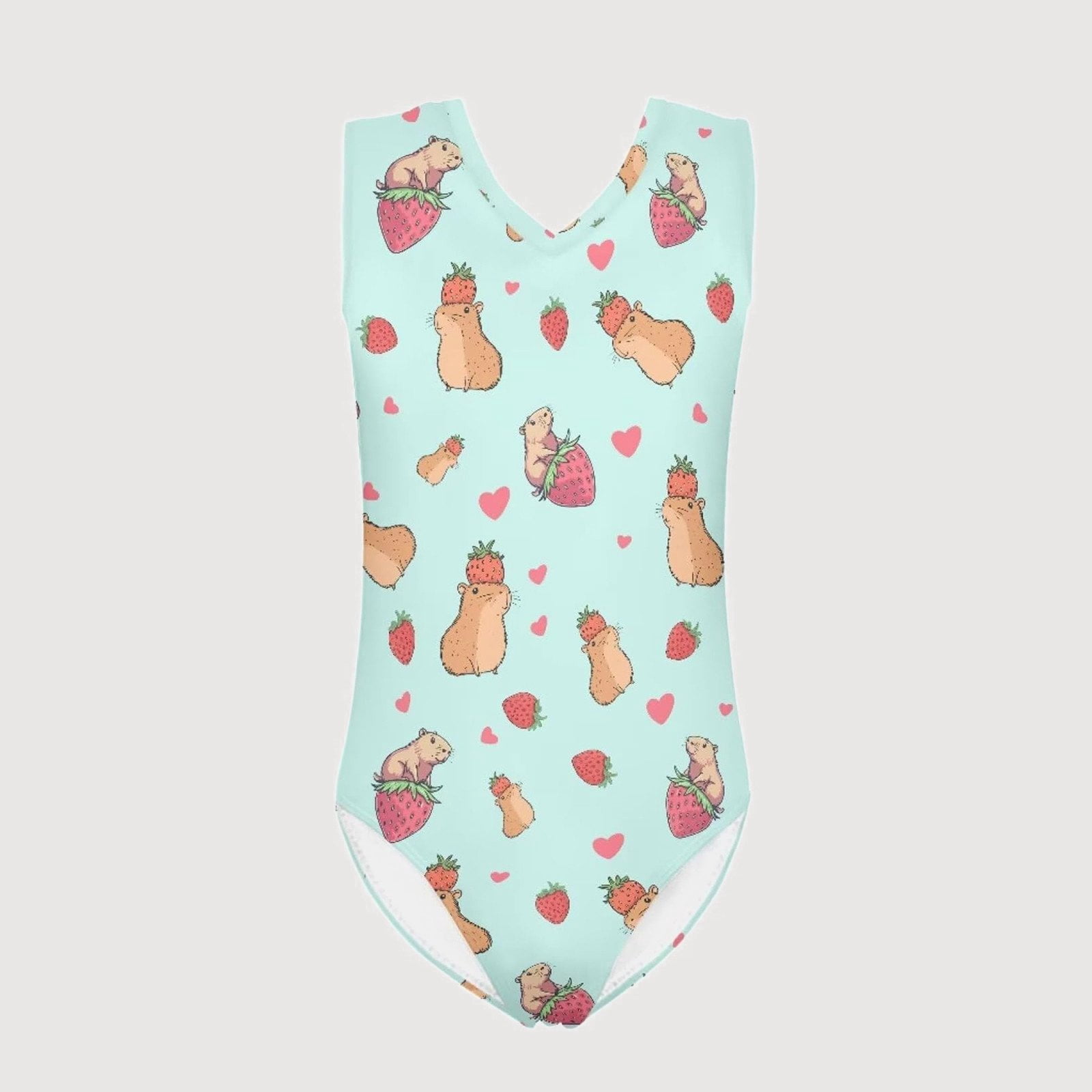 Gyujnb One-Piece Swimsuit with Capybara and Strawberry Print Athletic ...