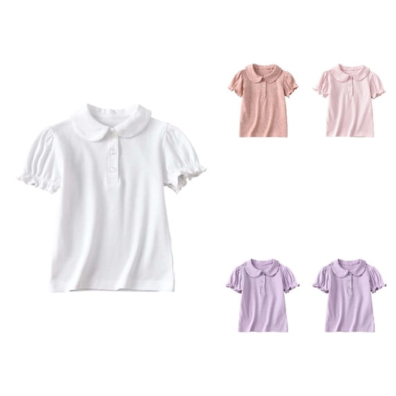 Gyujnb Ruffled Collar and Ribbed Puff Sleeve Tops Casual Breathable ...