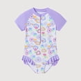 Gyujnb Short-Sleeve Swimsuit with Floral Print and Zipper Front Cute ...