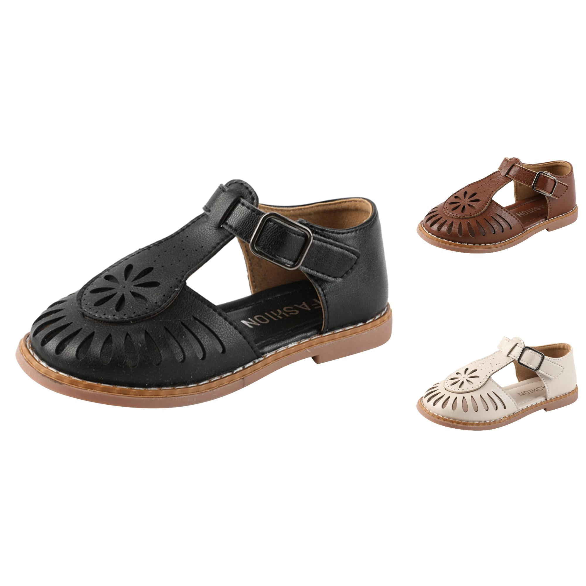 Gyujnb Toddler Girls Closed-Toe Sandals Cut-Out Floral Adjustable ...