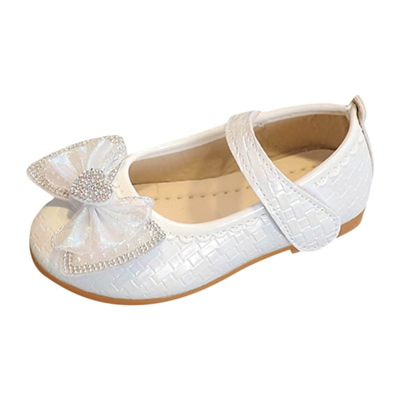 Gyujnb Toddler Girls Mary Jane Shoes Rhinestone Pearl Bow Hook and Loop ...