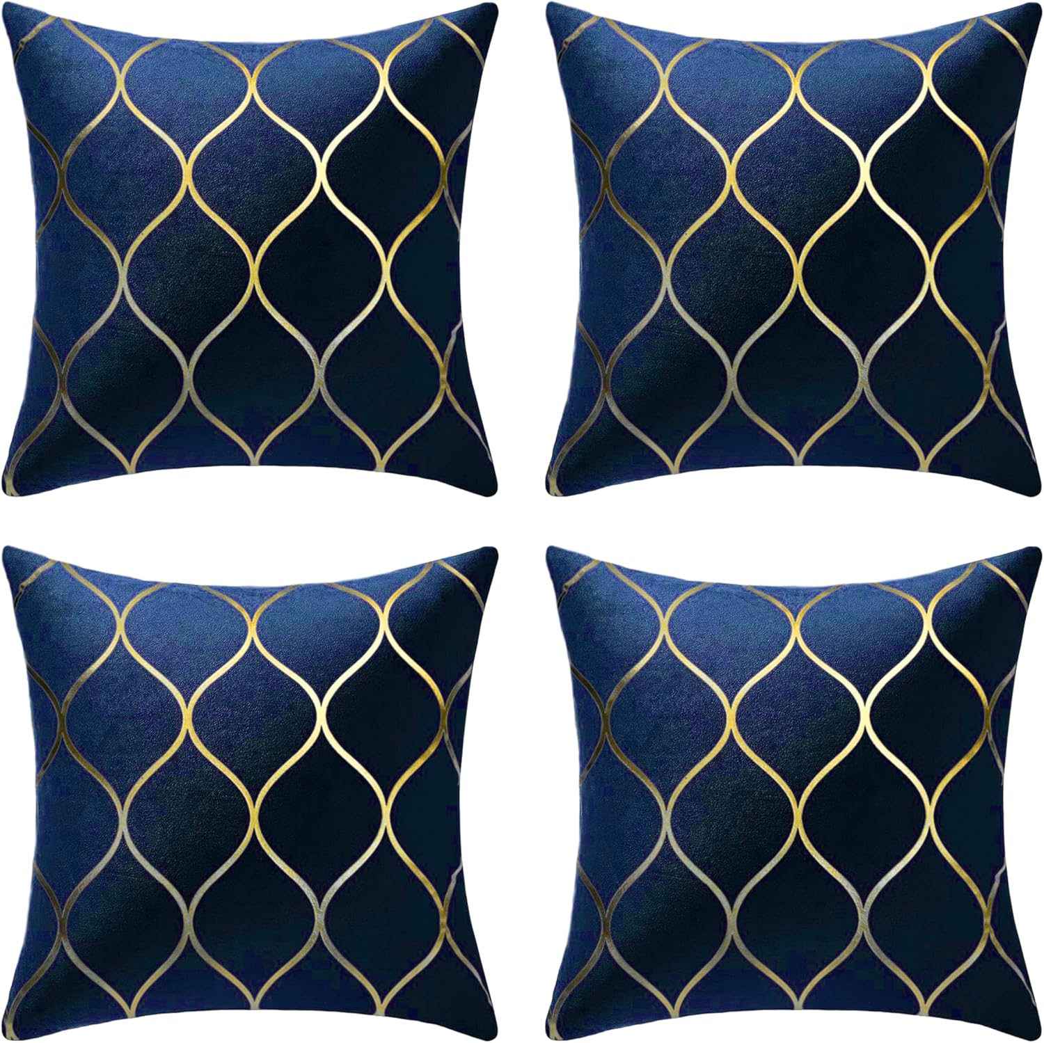 Gyulin Pack of 4 Gold Velvet Throw Pillow Covers 18x18 Inches Solid ...