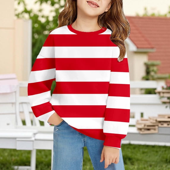 Gzbliryd Boys Girls Striped T-Shirt, Crew Neck, Cotton, Long Sleeve ...
